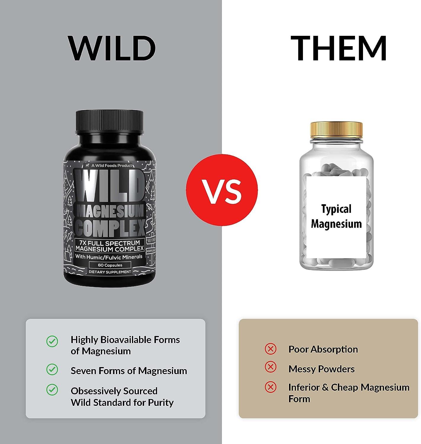 Wild Foods 7X Premium Vegan Magnesium Complex Supplement | High ...