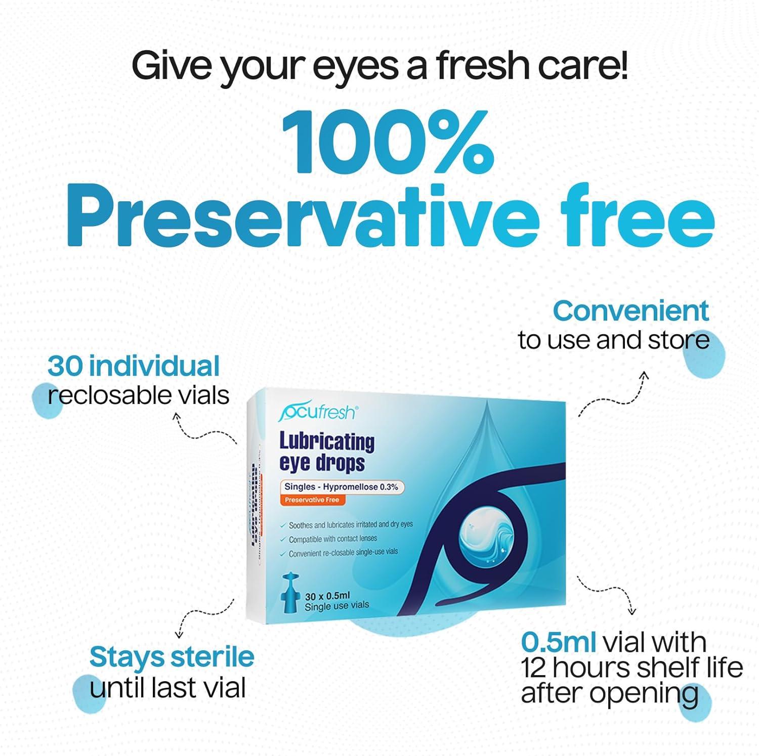 Ocufresh Hypromellose Eye Drops Single Dose Pack of 30 - Preservative ...