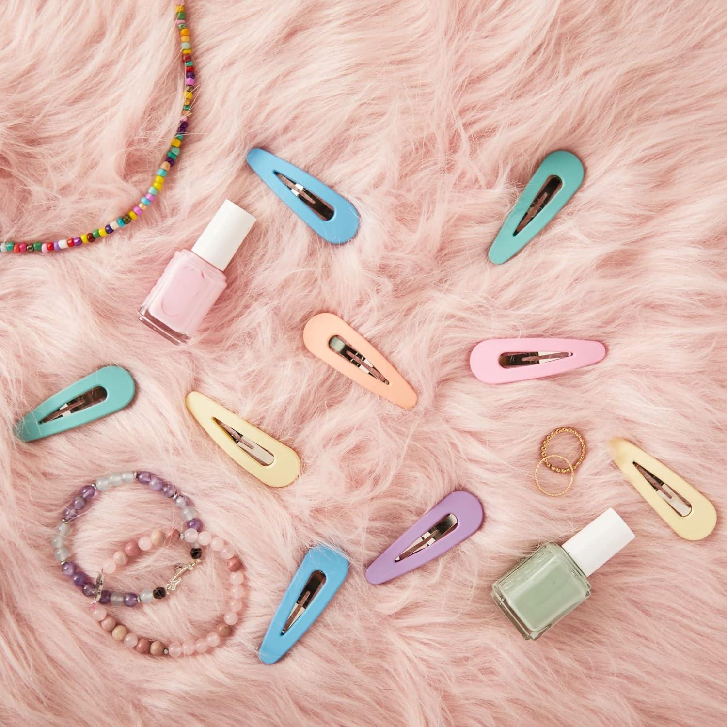 Large Snap Hair Clips for Women and Girls - 12 Pack in 6 Pastel Colors ...