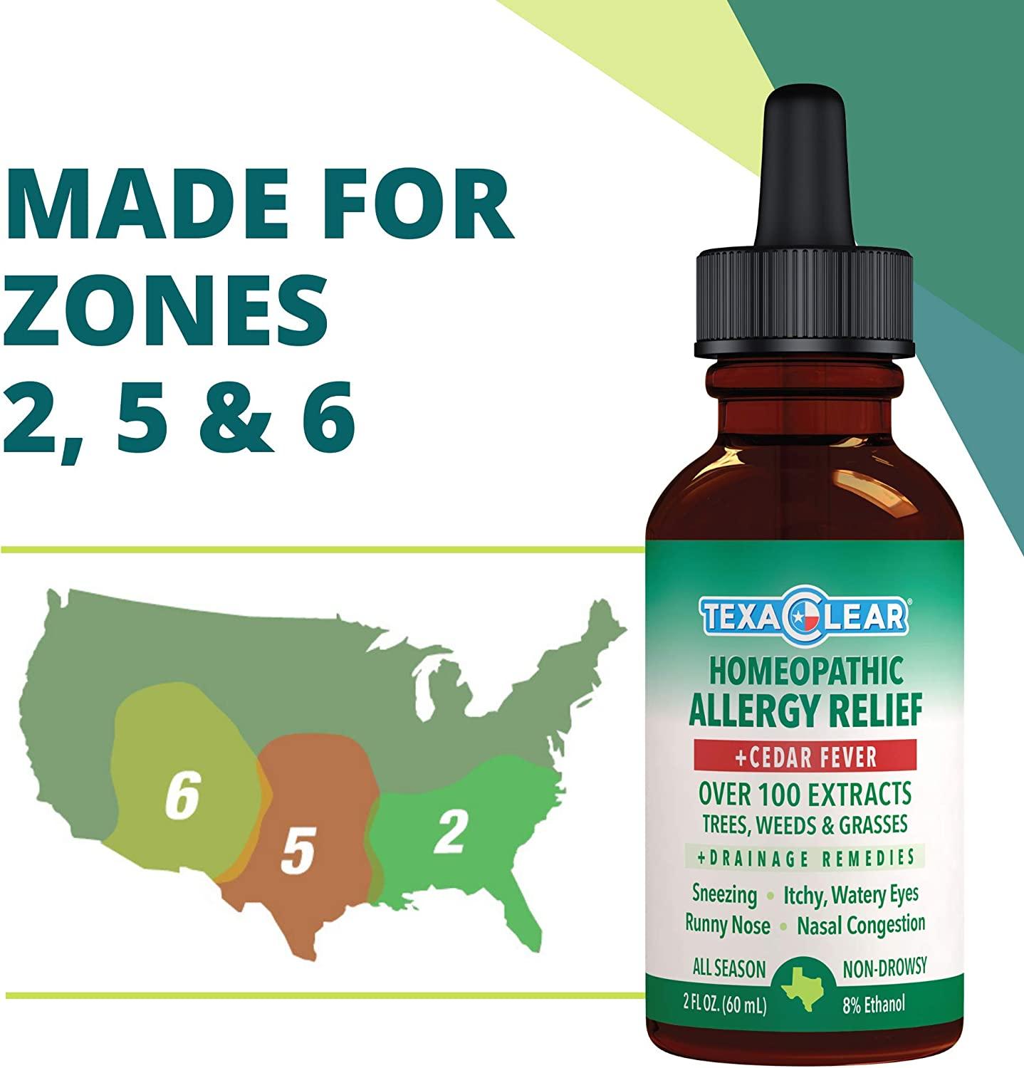 TexaClear Homeopathic Texas Cedar Fever Allergy Relief Drops - 2oz for ...