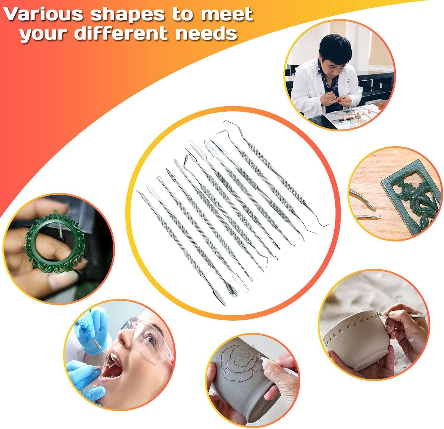 Stainless Steel Wax Carvers Set - Set of 12 Tools for Modeling, Sculpting, and Shaping Clay and ...