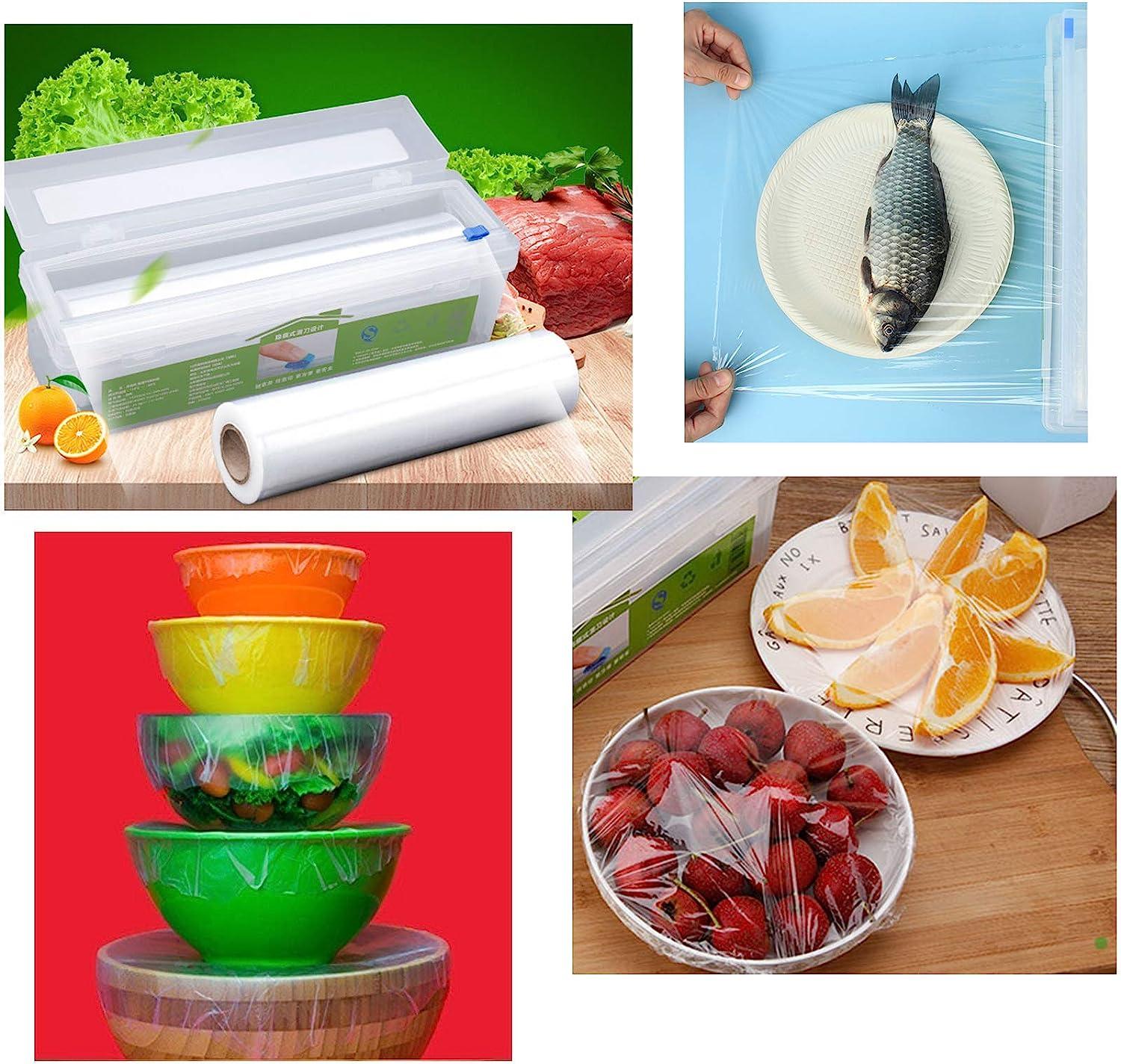 Refillable Plastic Wrap Dispenser with Slider Cutter - 12 inch 650 Ft ...