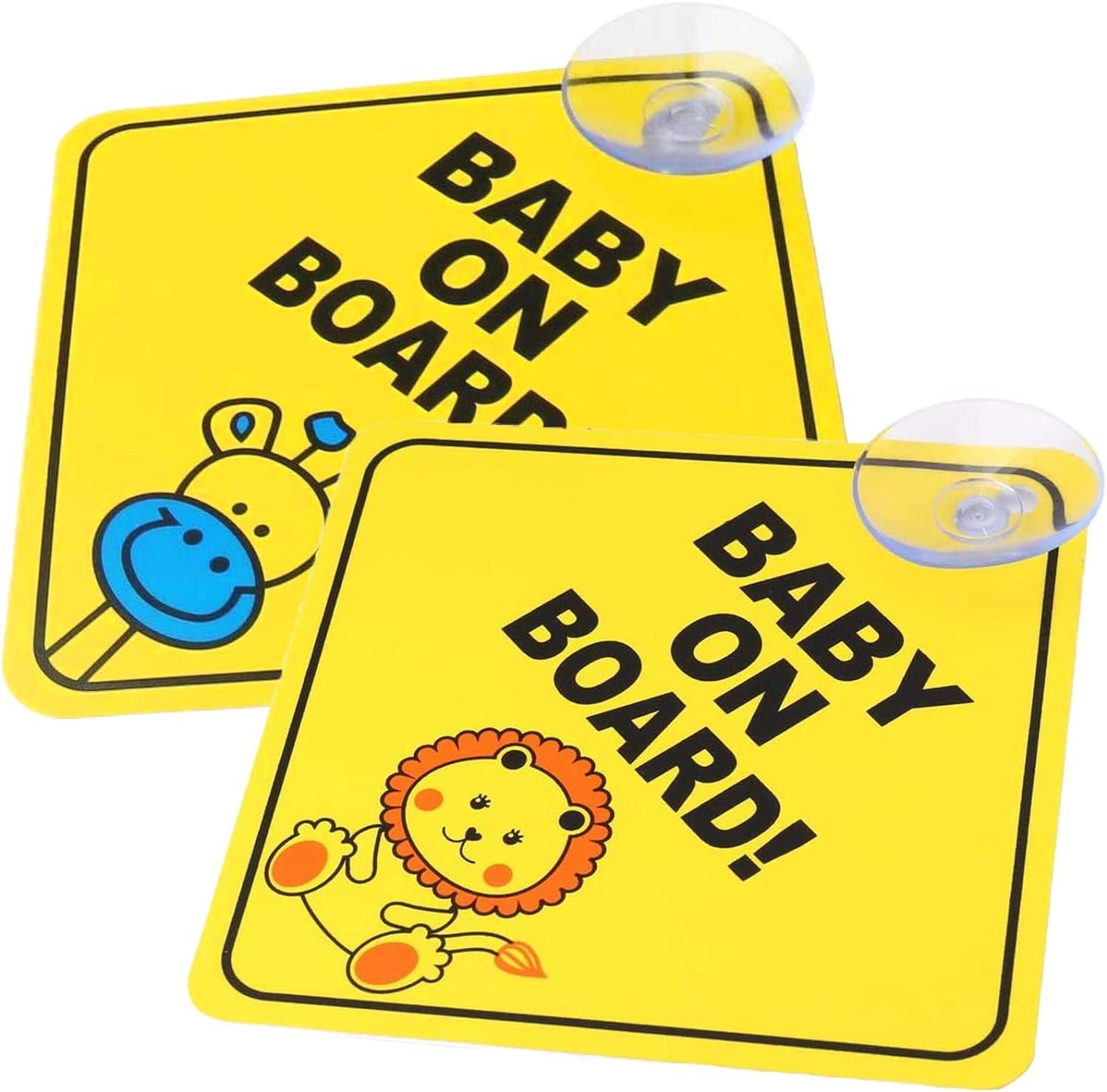 4 Pcs Baby On Board Sign with Suction Cups - Kids Driving Safety ...