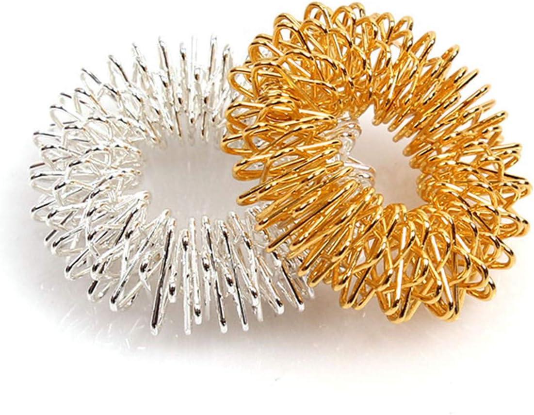 Winwinfly Acupressure Ring - Silver Finger Massage Ring for Stress ...