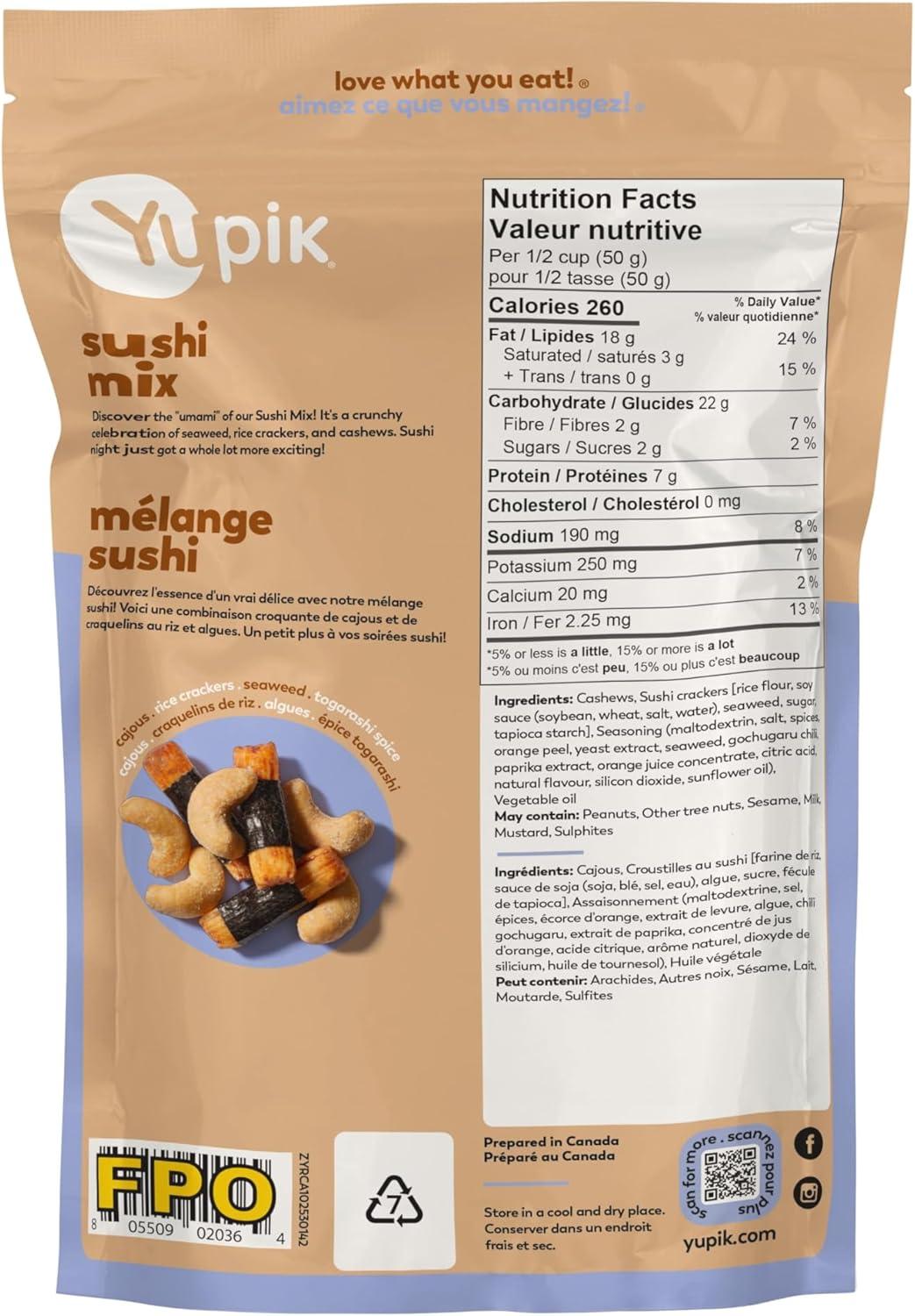 Yupik Sushi Mix with Cashews 142 g Crunchy Savory Snack Rice Crackers ...