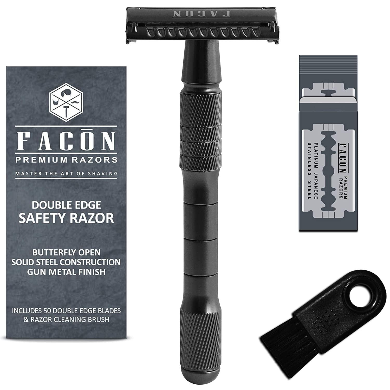 Facn Classic Long Handle Double Edge Safety Razor - 50 Platinum ...