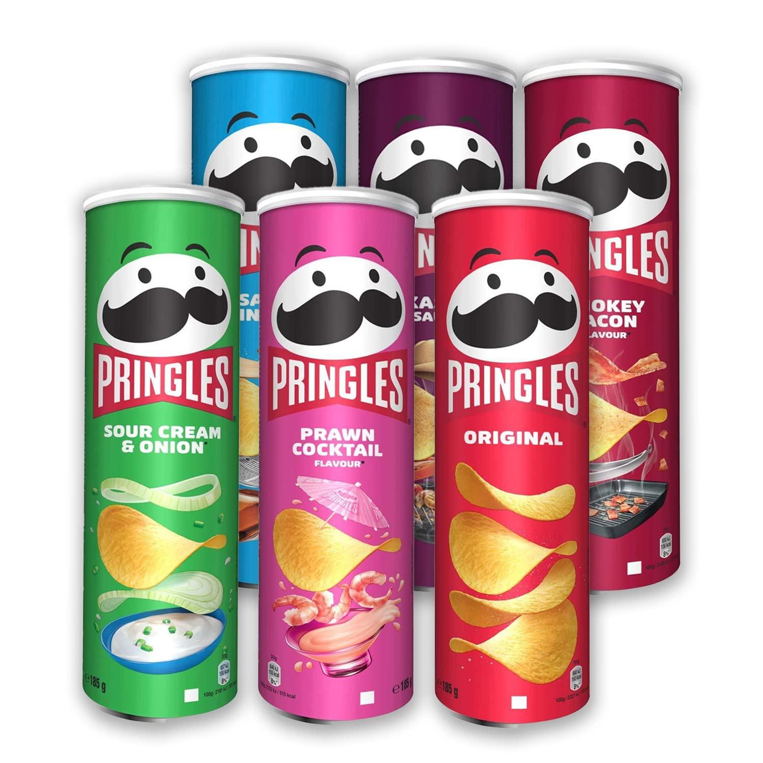Pringles Crisps - Party Pack Variety Salt and Vinegar Original Sour Cream Prawn Cocktail Smokey ...