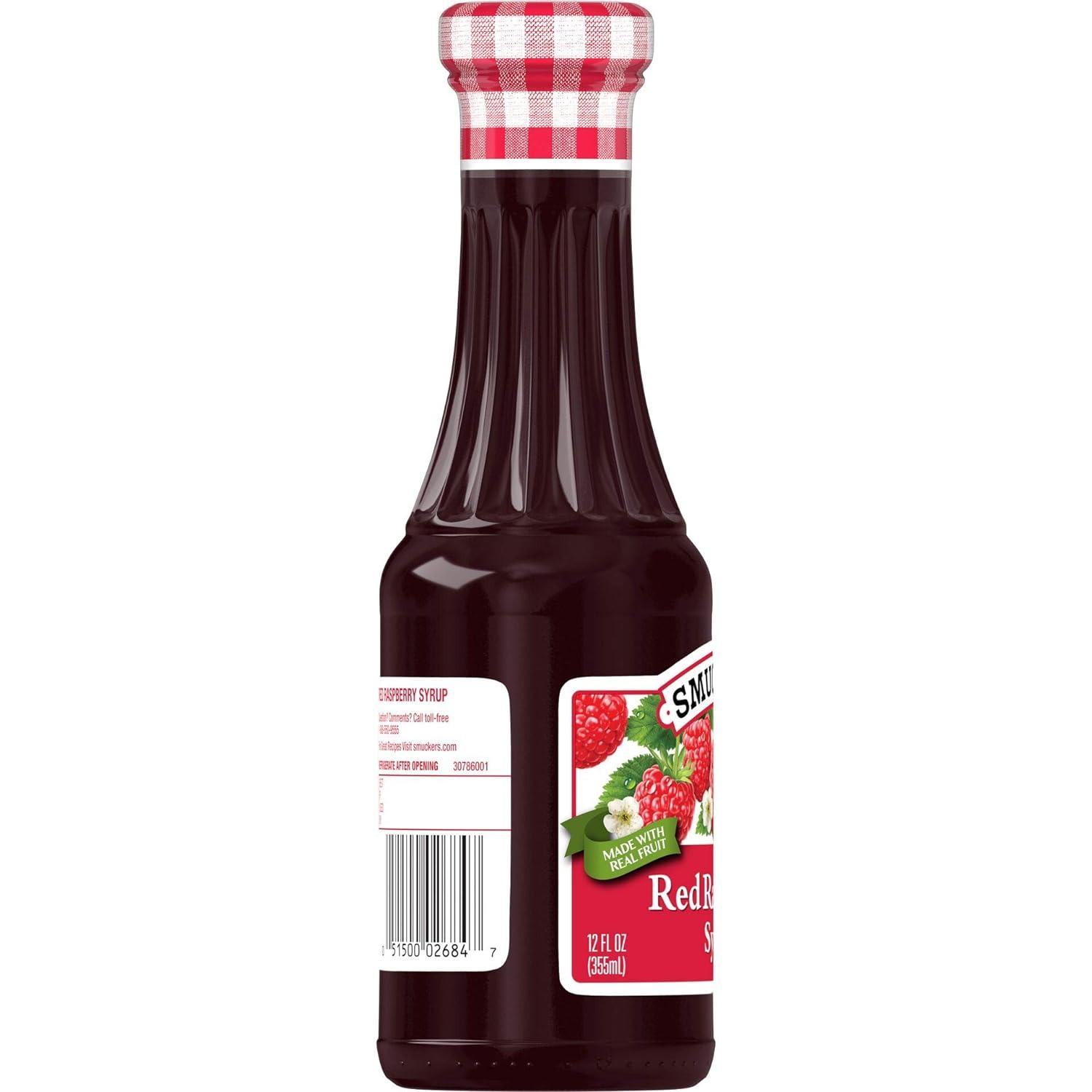 Smucker's Red Raspberry Syrup 12oz - Pack of 6 | Authentic Fruit Flavor ...