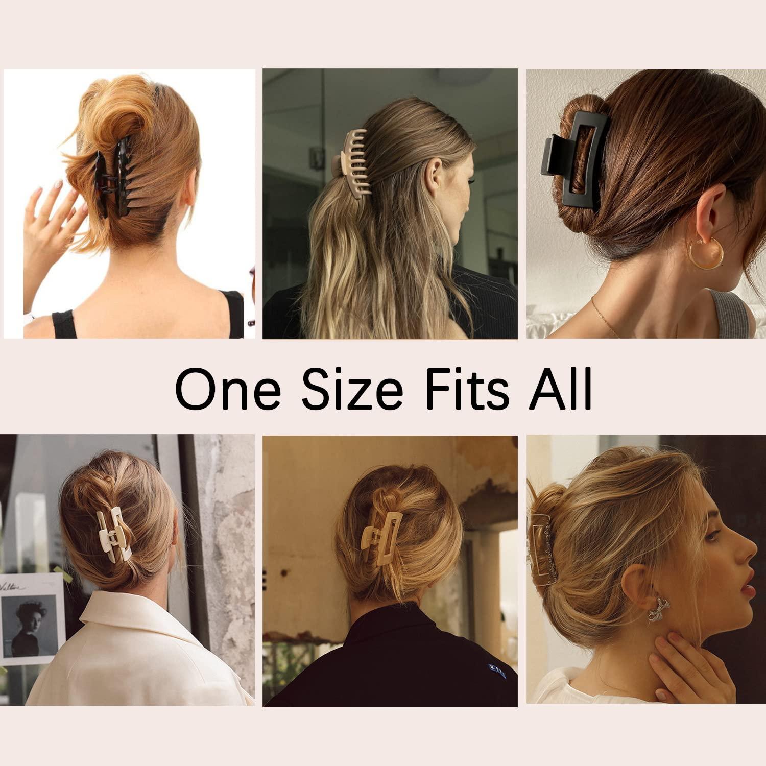 Large 4.3 Inch Claw Clips for Thick & Thin Hair - 8 Pack Matte Square ...