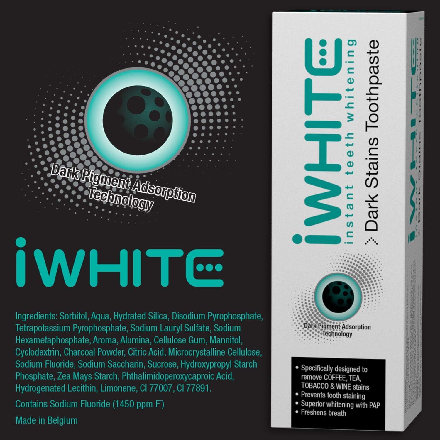 iWhite Dark Stains Teeth Whitening Toothpaste 75ml - Activated Charcoal ...