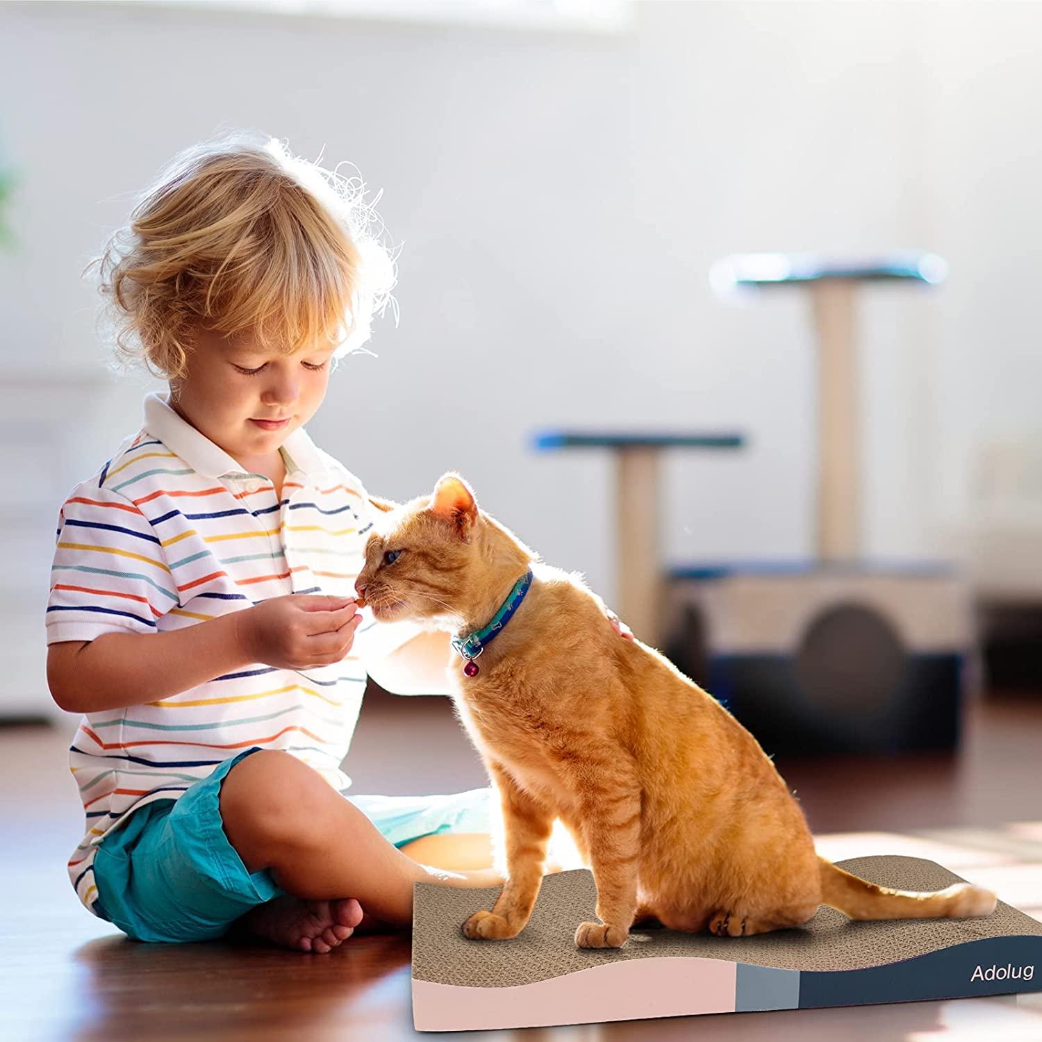 Adolug Cat Scratch Pad - Premium Reversible Cardboard Cat Scratcher ...