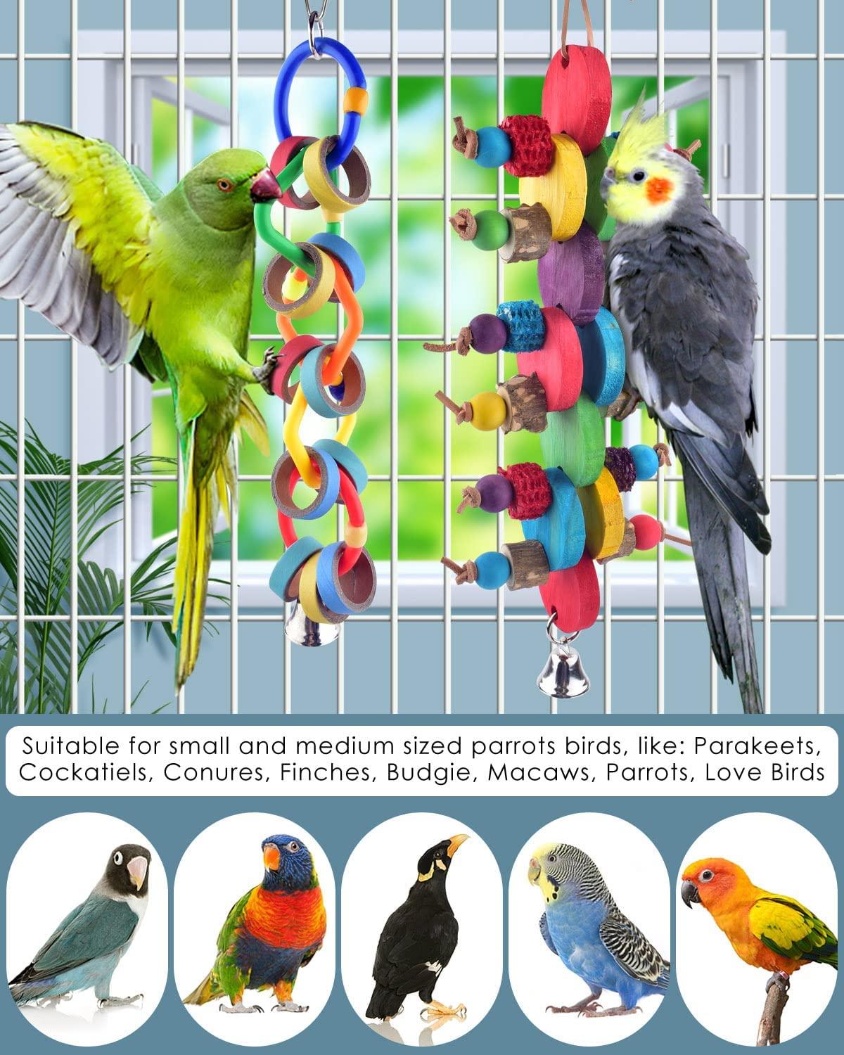 Bissap 2PCS Bird Chew Toys - Colorful Bagel Cascade Parrot Toy for ...