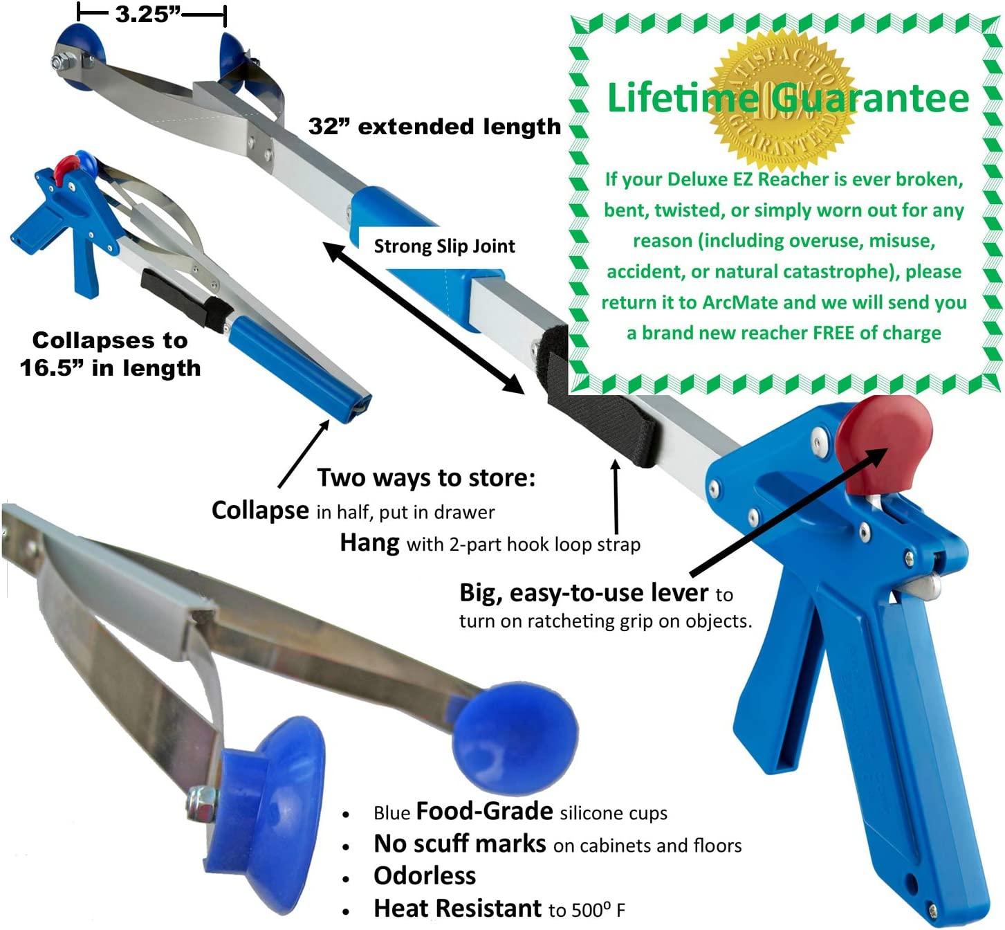 ArcMate 32" EZ Reacher Deluxe Locking Indoor Reacher Grabber 5-lb ...