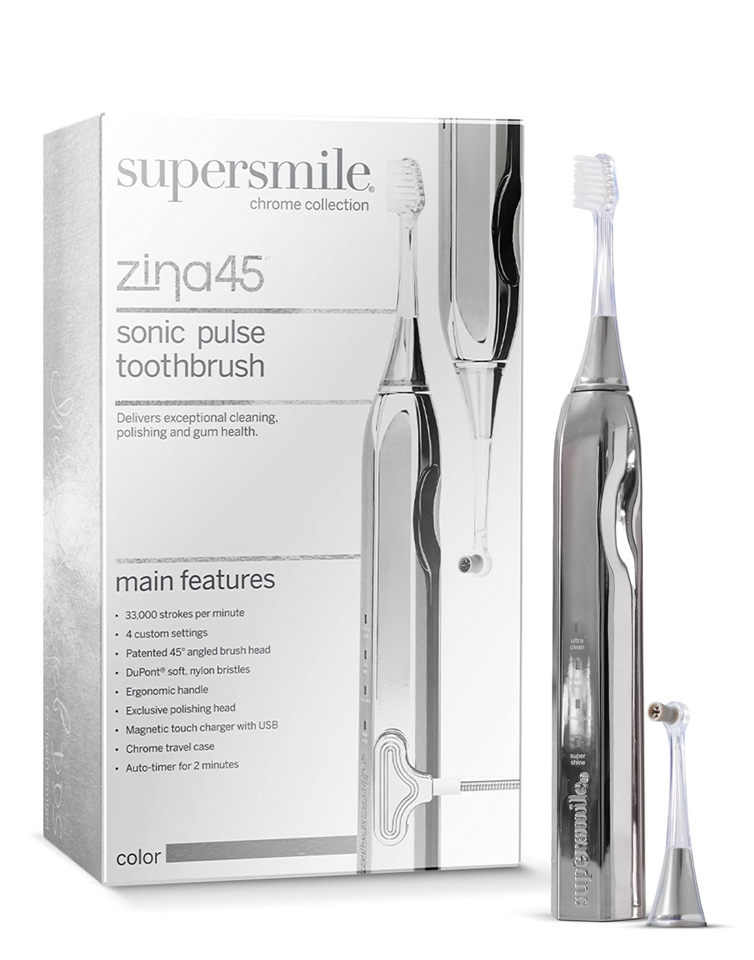Supersmile Zina45 Deluxe Sonic Pulse Electric Toothbrush - Silver ...