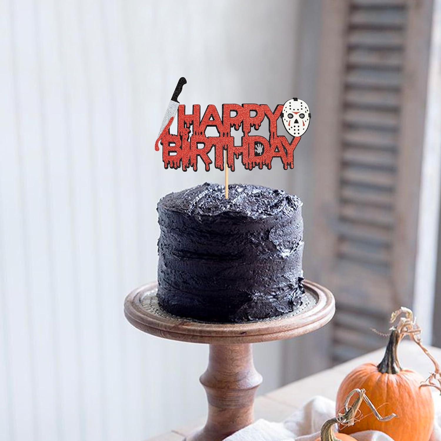 Blumomon 1 Pack Horror Movie Happy Birthday Cake Topper Glitter ...