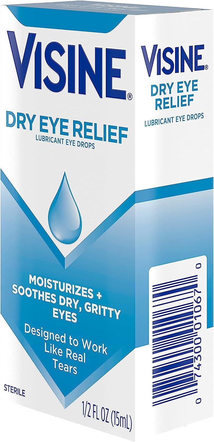 Visine Dry Eye Relief Lubricant Eye Drops | Moisturize & Soothe ...