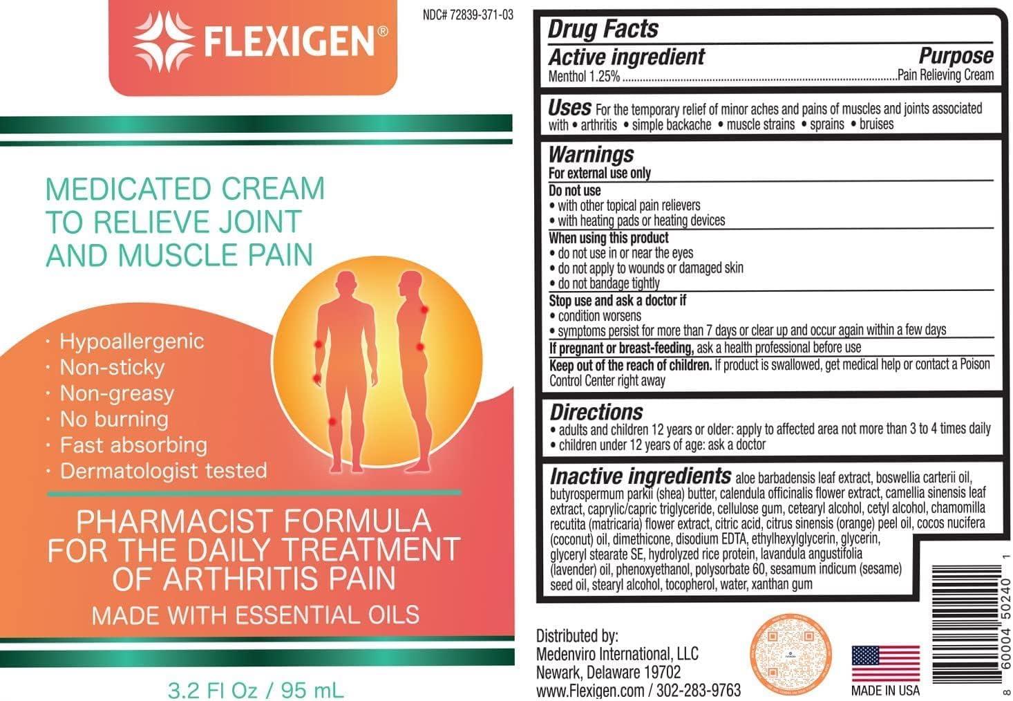 FLEXIGEN Topical Pain Relief Cream for Joint & Muscle Aches - 3.2 Fl Oz ...