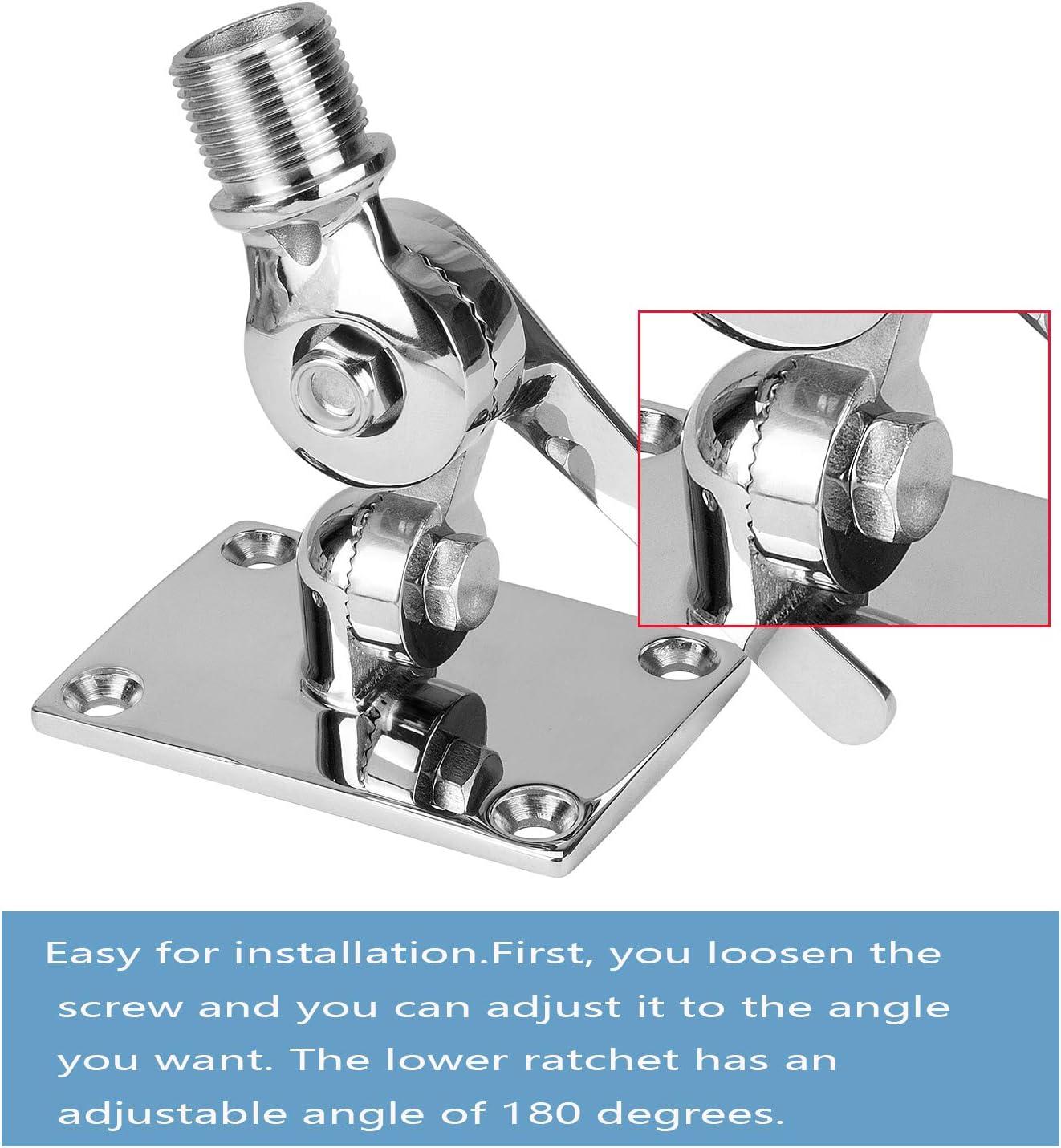 Marine VHF Antenna Mount - Adjustable 316 Stainless Steel Base for Boat ...