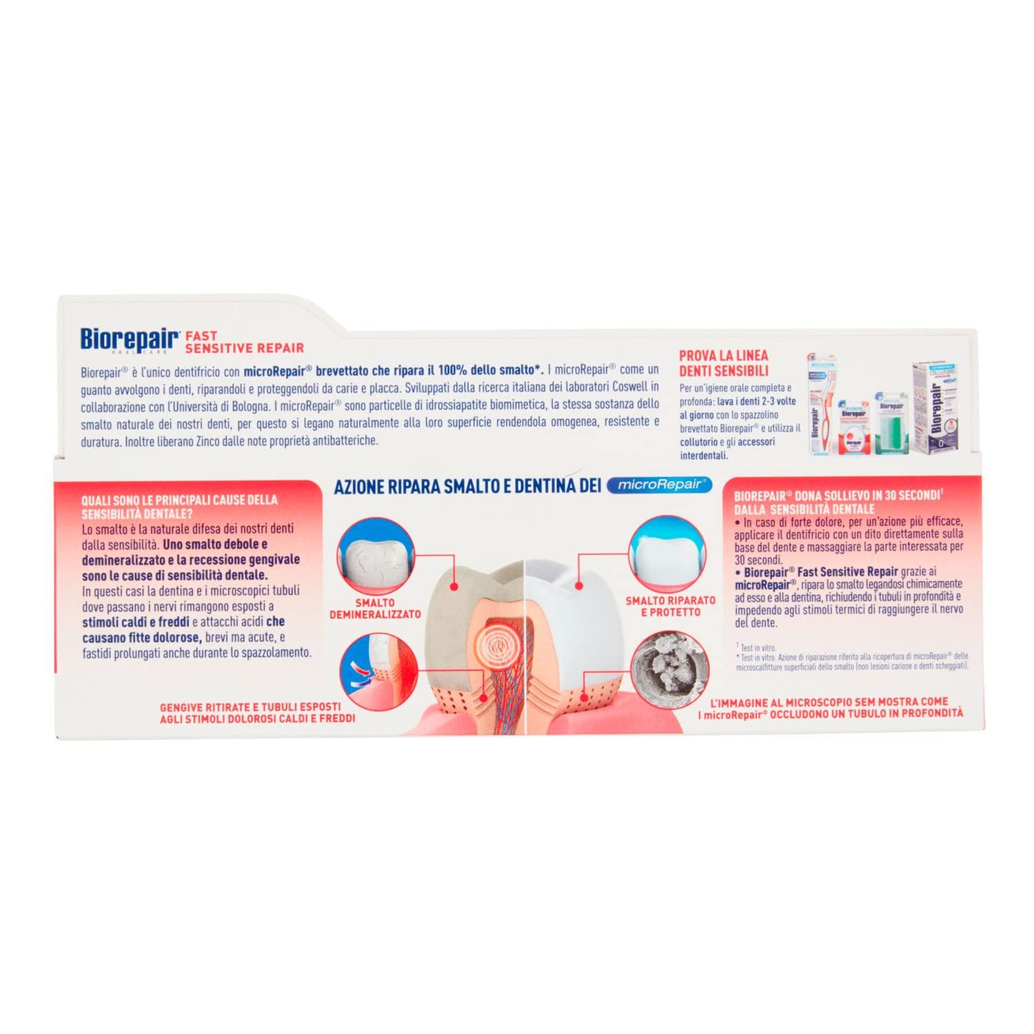 Biorepair Fast Sensitive Repair Plus Microrepair 75 ml - Soothing Toothpaste for Sensitive Teeth ...