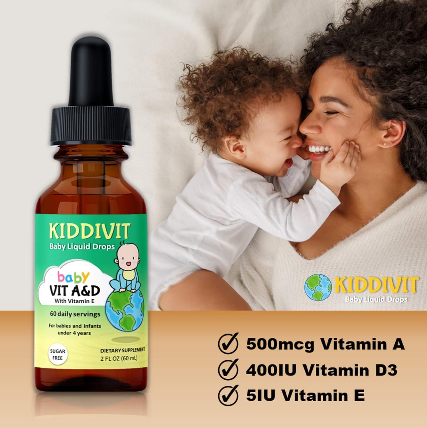 Kiddivit Baby Vitamin A&D Liquid Drops - 60 Daily Servings - 2 Fl Oz ...