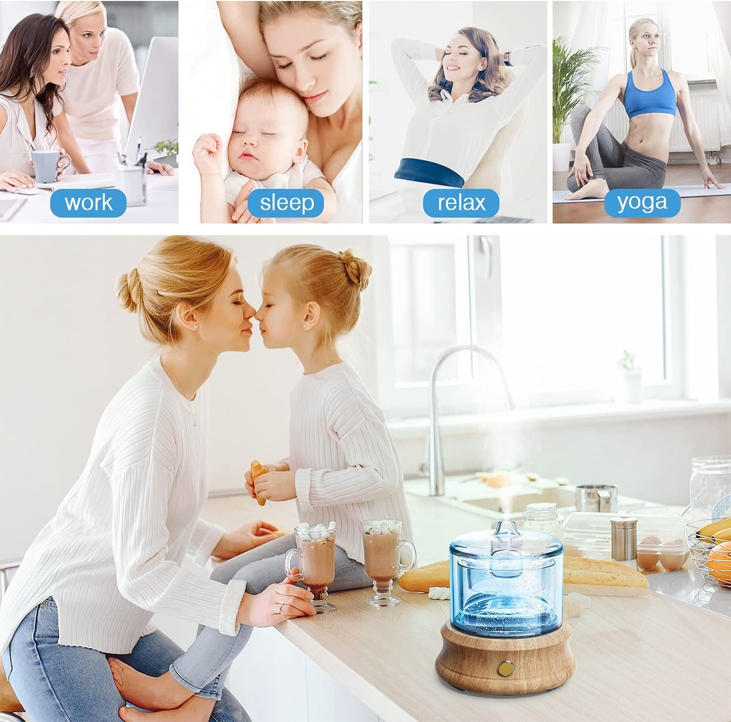 Glass Essential Oil Diffuser Humidifier [Plastic Free] - Natural Wood ...
