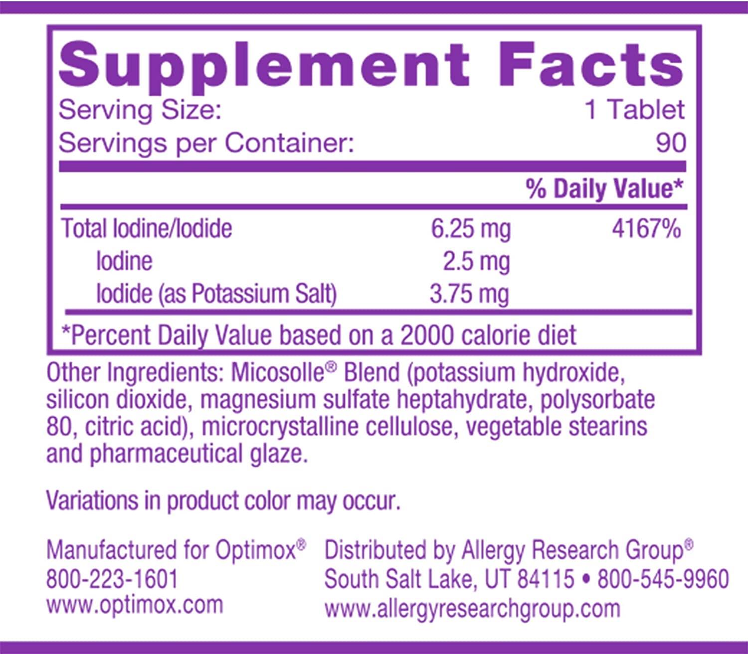 Optimox Iodoral 6.25 mg - High Potency Iodine Supplement for Energy ...