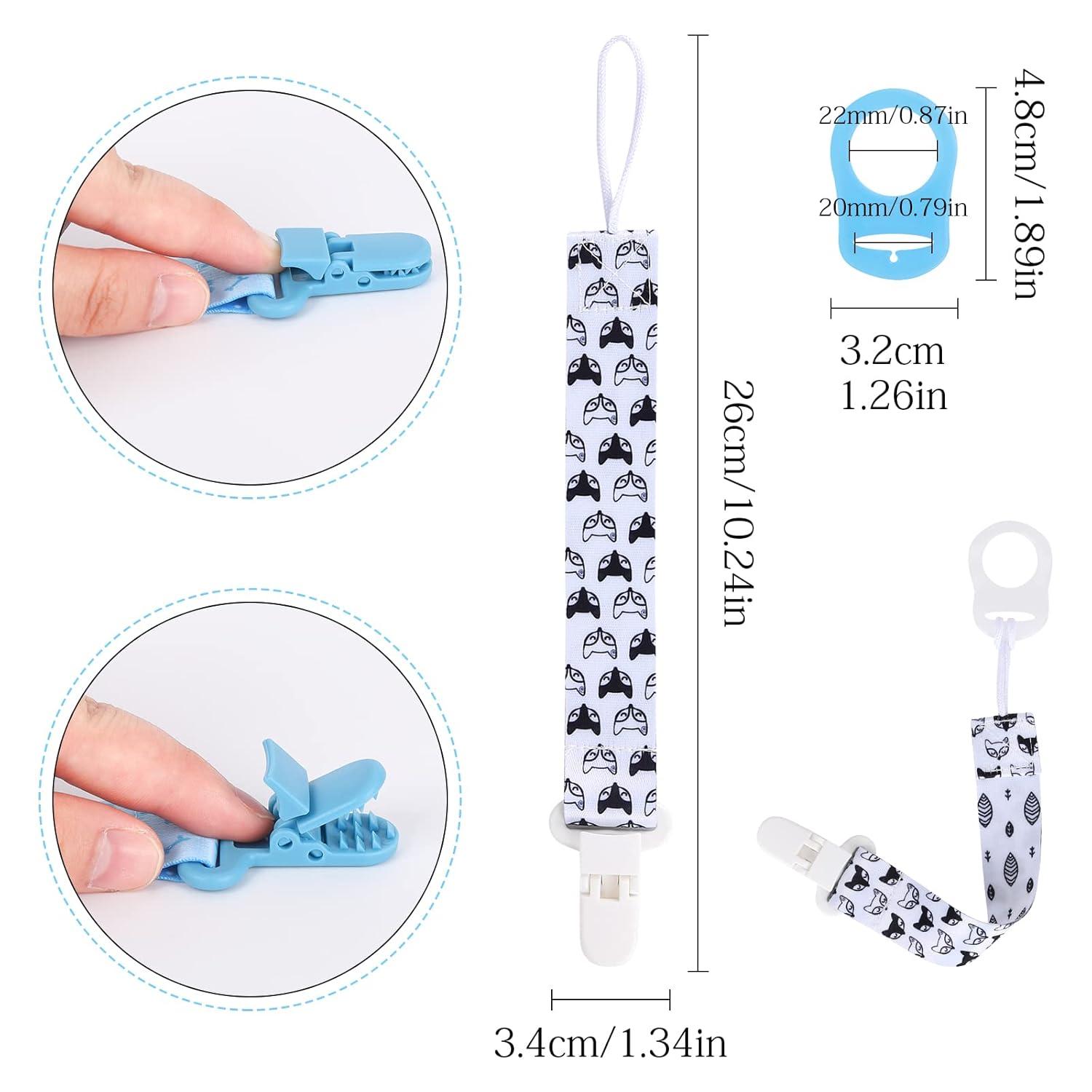 6-Pack Baby Pacifier Clips with Adapters | Cute Pacifier Keeper Strap ...