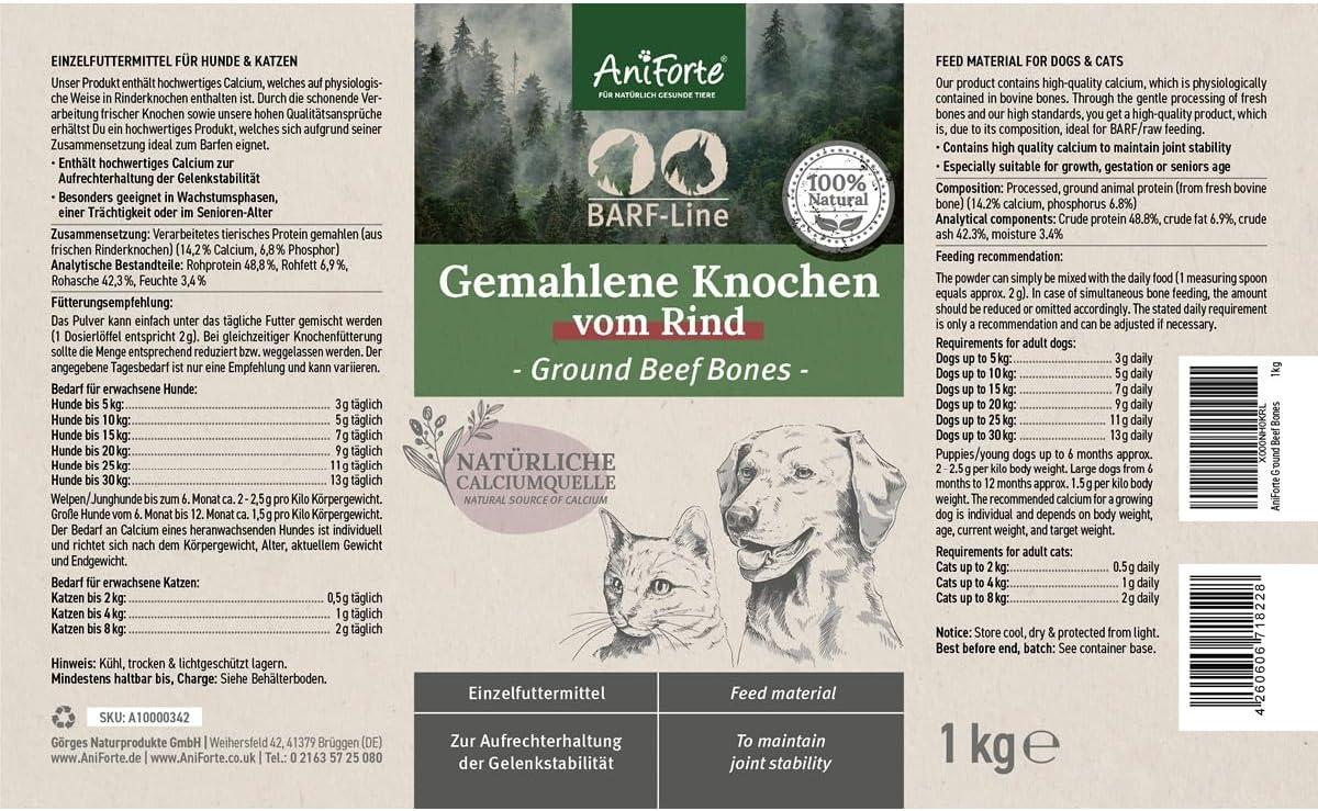 Aniforte Ground Bones for Dogs & Cats 1 kg - Natural Calcium for Bone ...