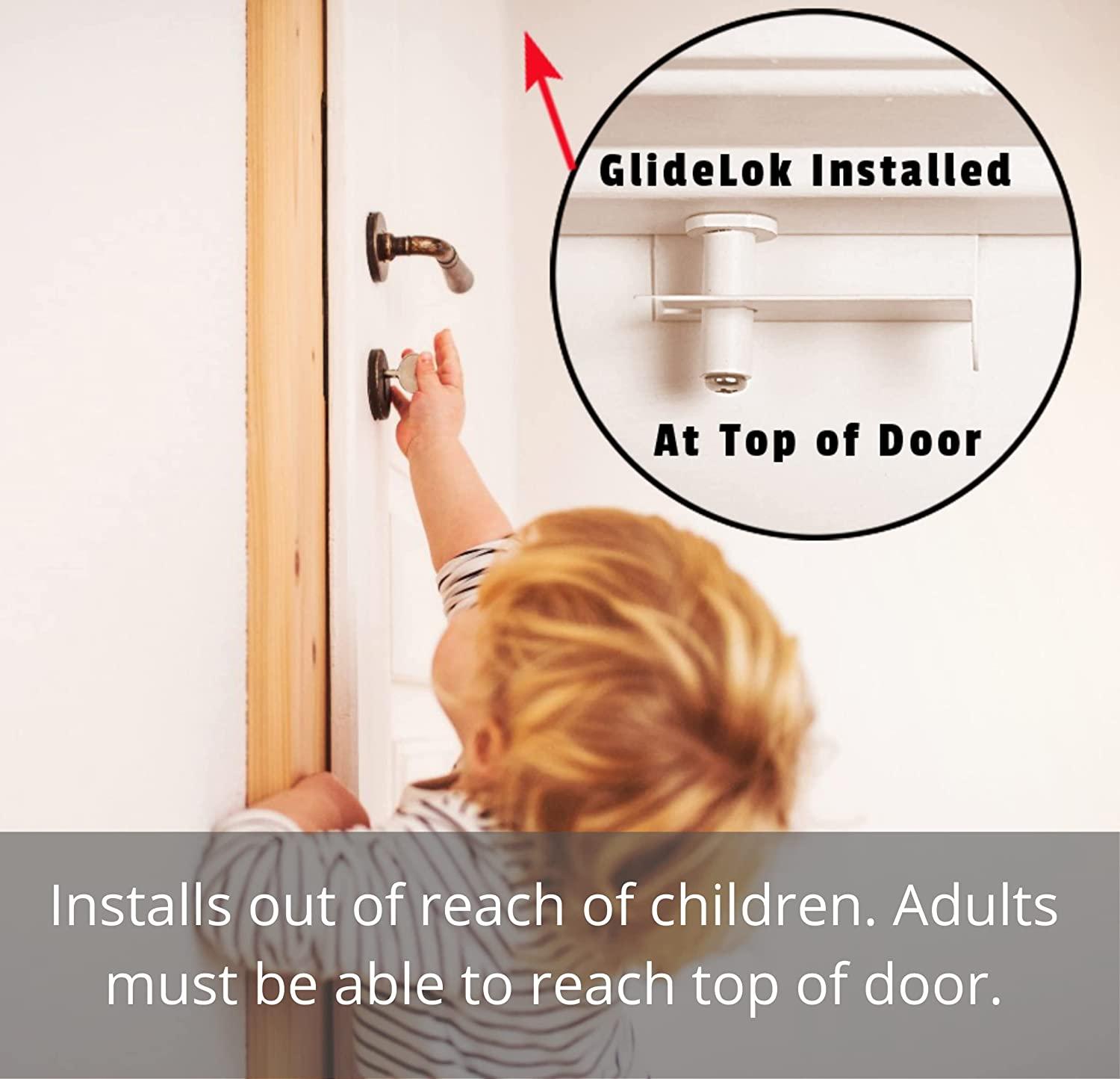 2 Pack - GlideLok Child Safety Door Top Lock Made of Durable Metal (Not ...