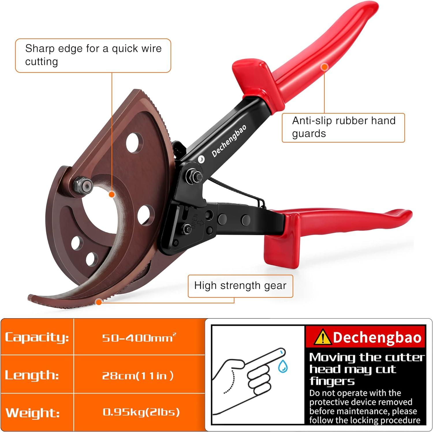 Dechengbao HS520A Heavy Duty Ratchet Cable Cutter for Aluminum Copper ...