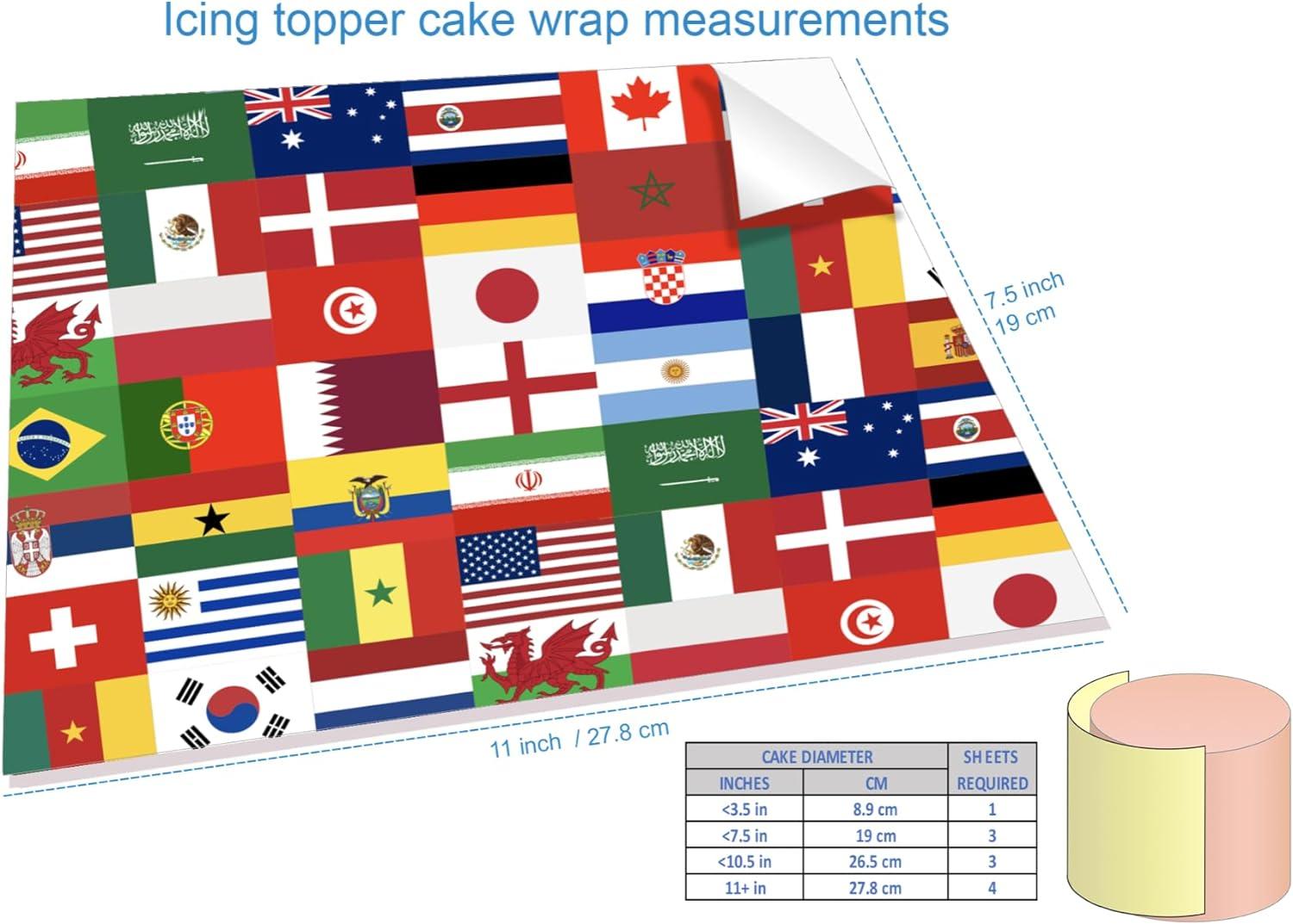 WORLD FLAGS WRAP AROUND EDIBLE CAKE TOPPER ICING SHEET DECORATION 2 ...