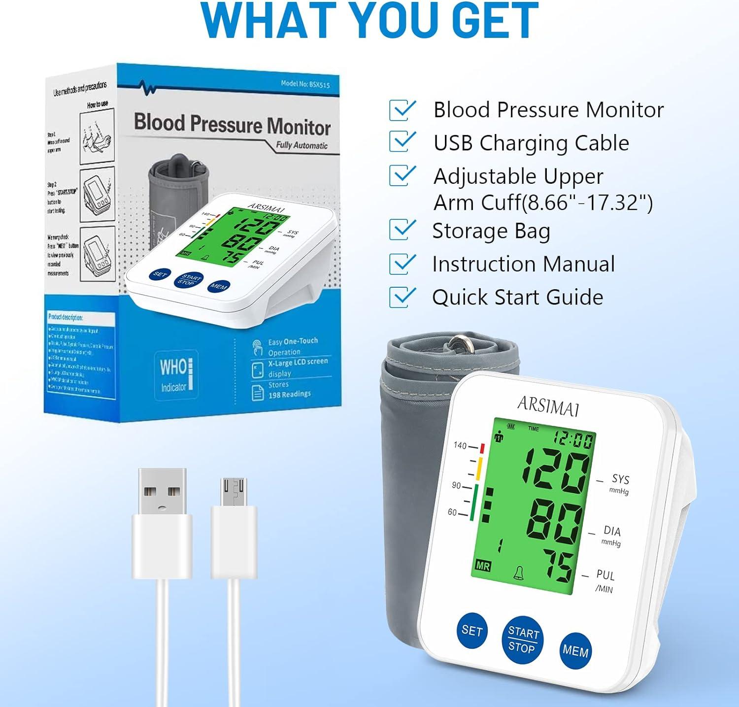 Home Blood Pressure Monitor with Large Cuff & Backlit Screen - 2x99 ...