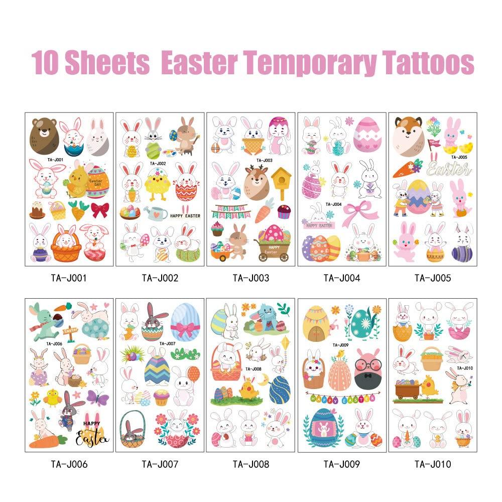 Easter Temporary Tattoos for Kids - Bunny, Egg, Chick Designs ...