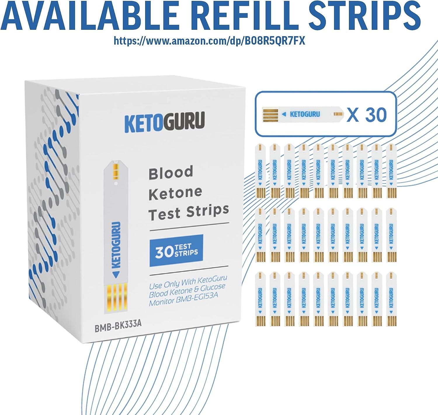 KetoGuru Ketone Meter Starter Kit - Track and Monitor Ketosis Levels ...