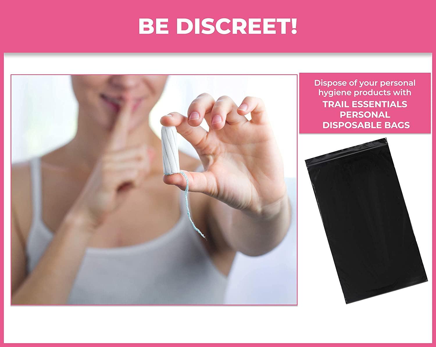 Trail Essentials Feminine Personal Disposal Bags Refill Pack - Discreet Black Opaque Bags for ...