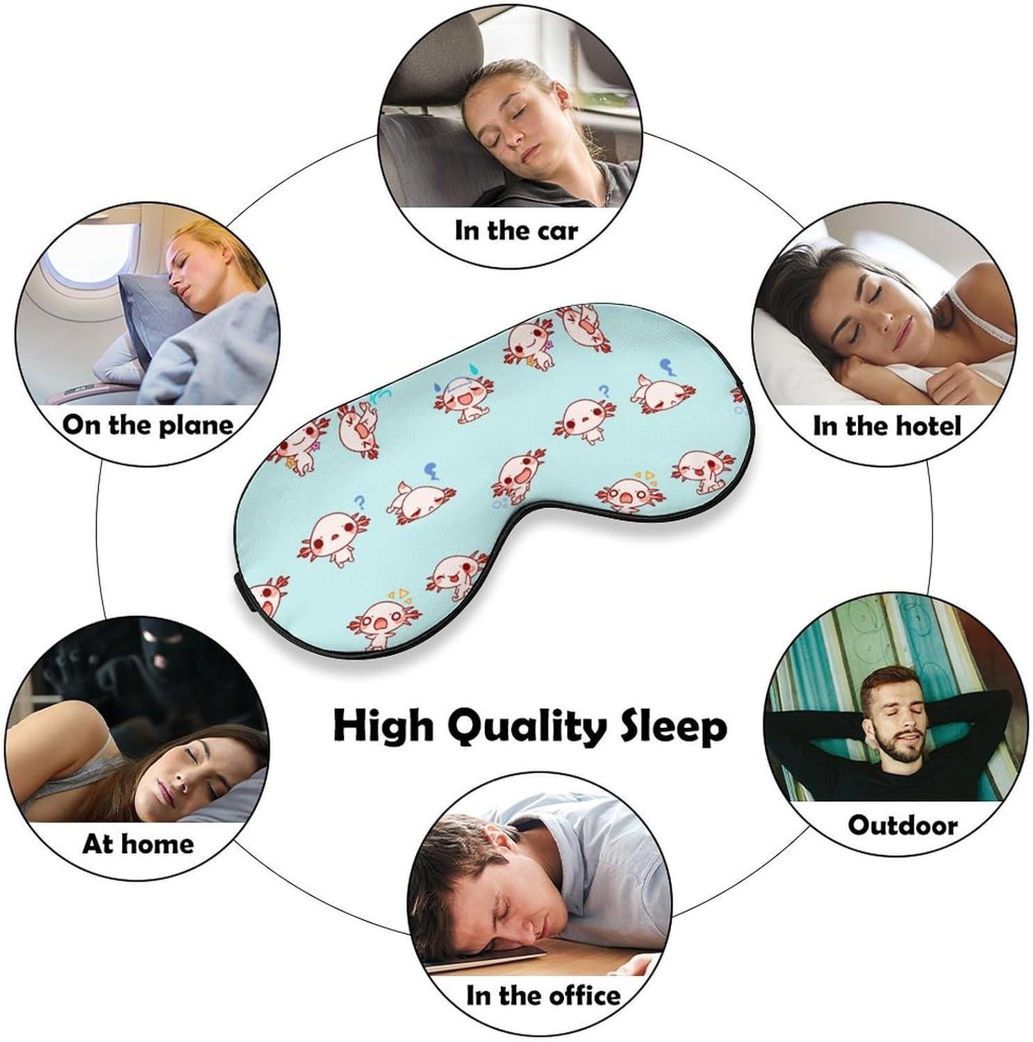 Cute Axolotl Sleep Mask - Adjustable Eye Cover for Sleeping - Blocks ...
