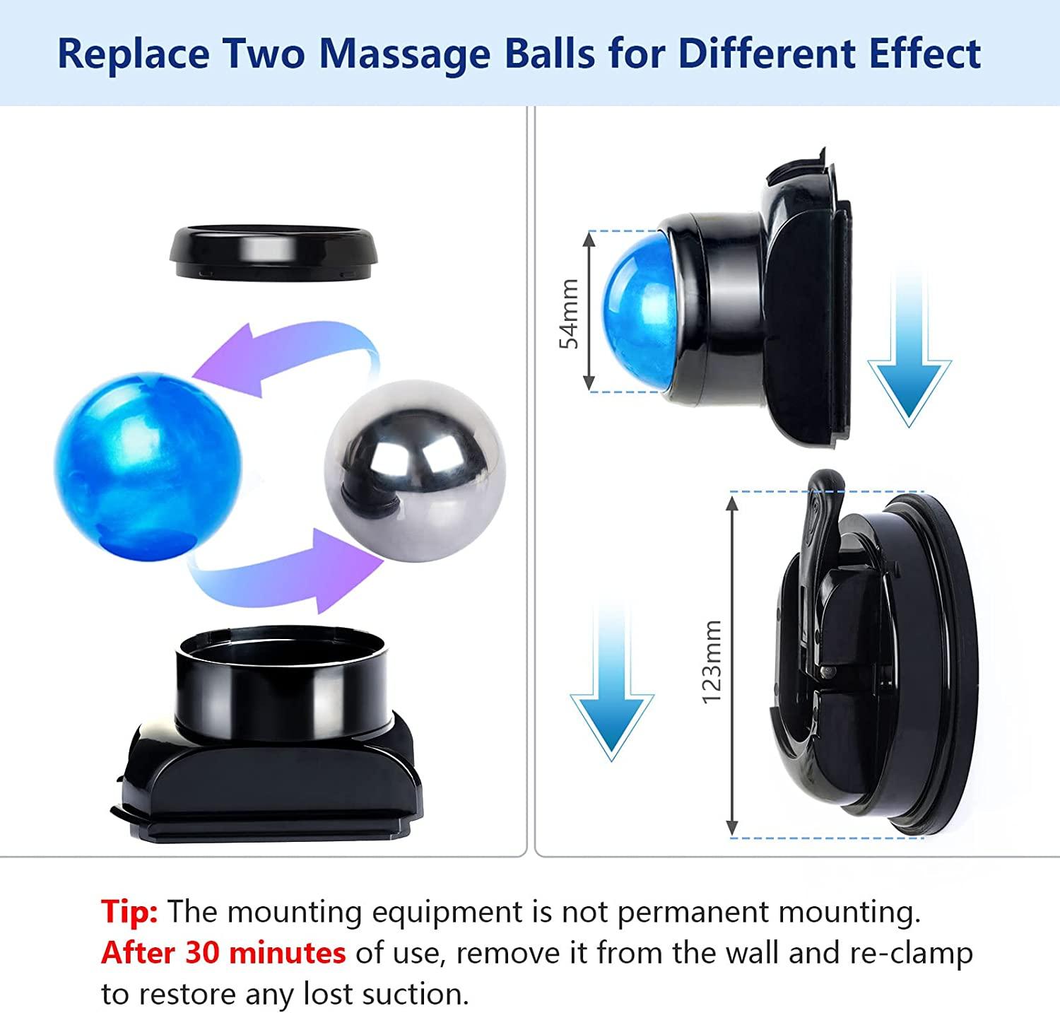 Massage Ball WANDiORY Mountable Muscle Roller for Pain Relief - Hands-Free Self Back Massager ...