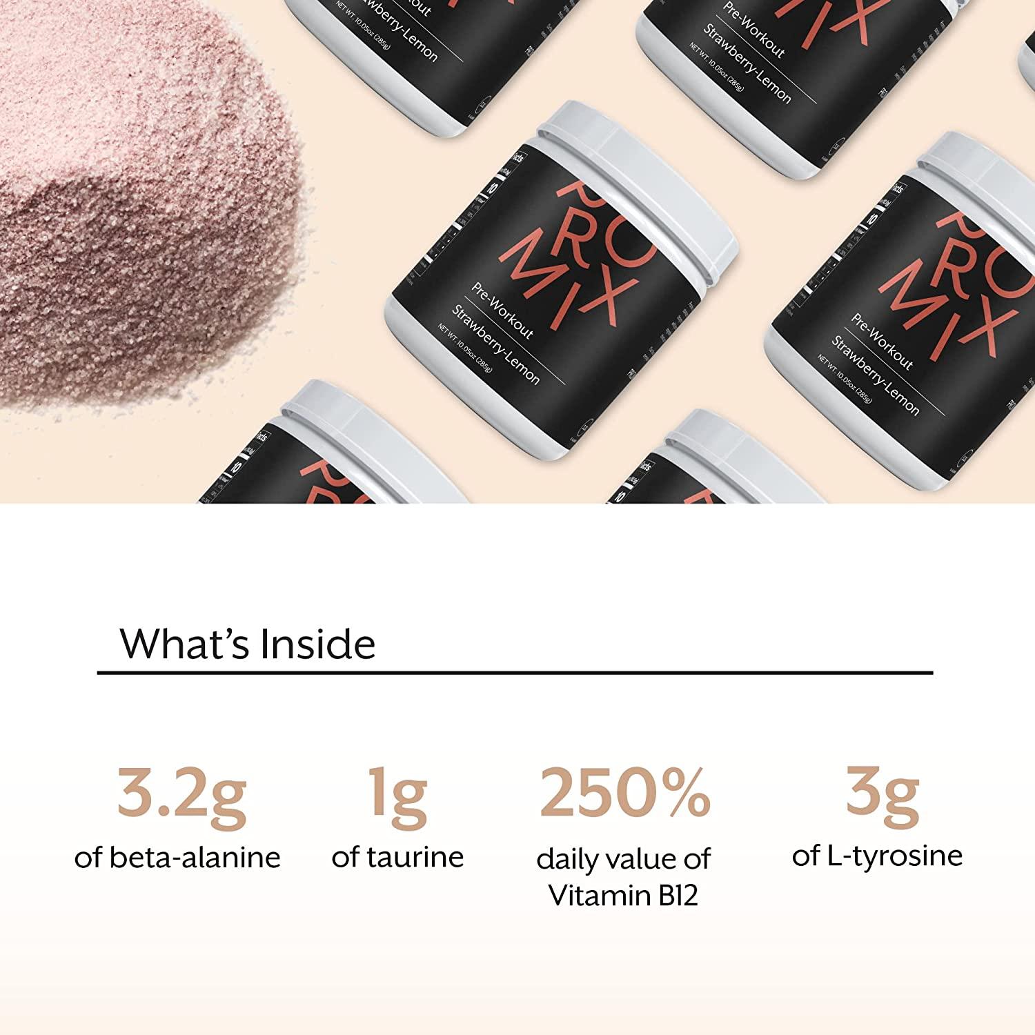 Promix Strawberry Lemon Pre-Workout Powder - Focus, Performance, Muscle ...