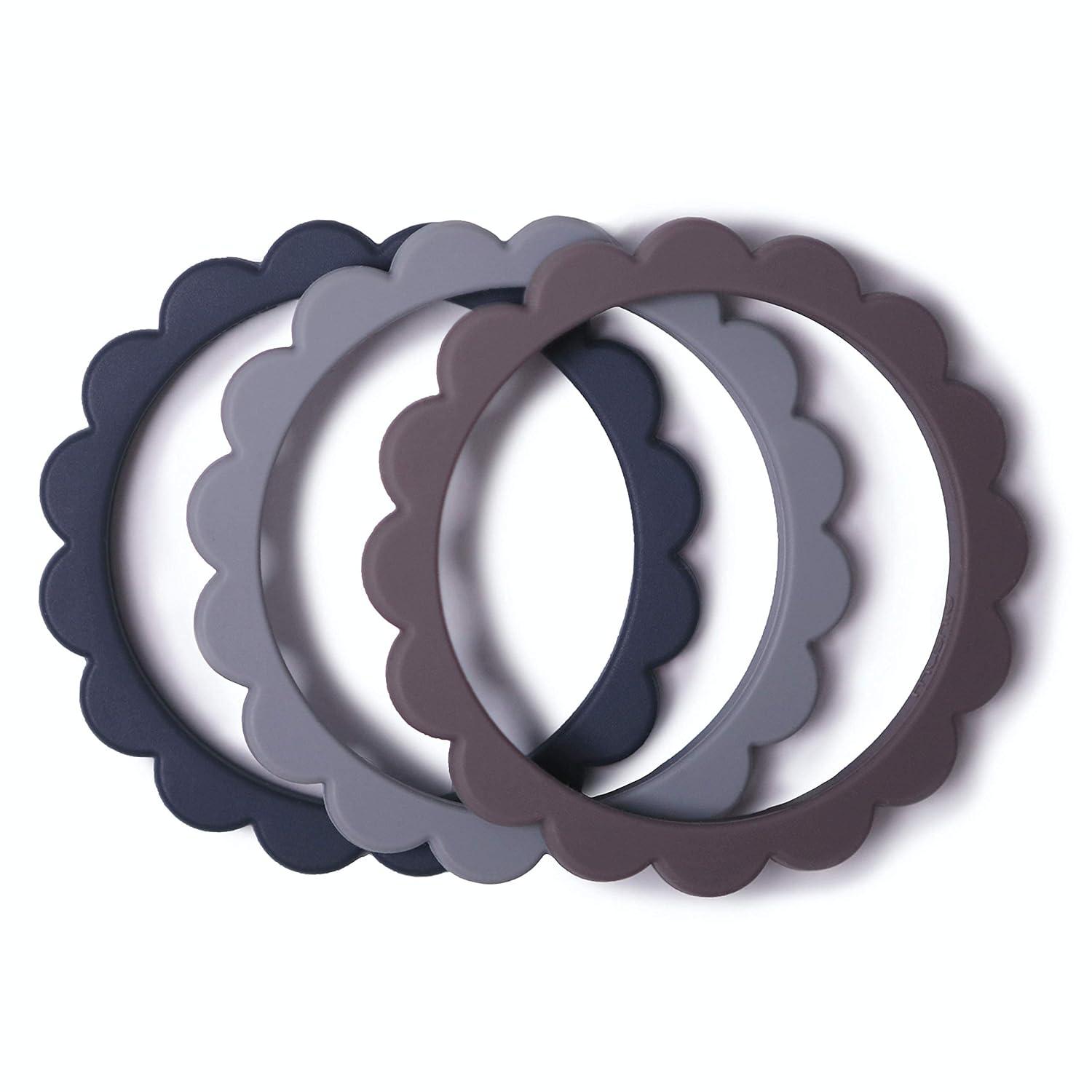 Mushie Flower Teether Bracelet | 3-Pack - Steel, Dove Gray, Stone | Buy ...