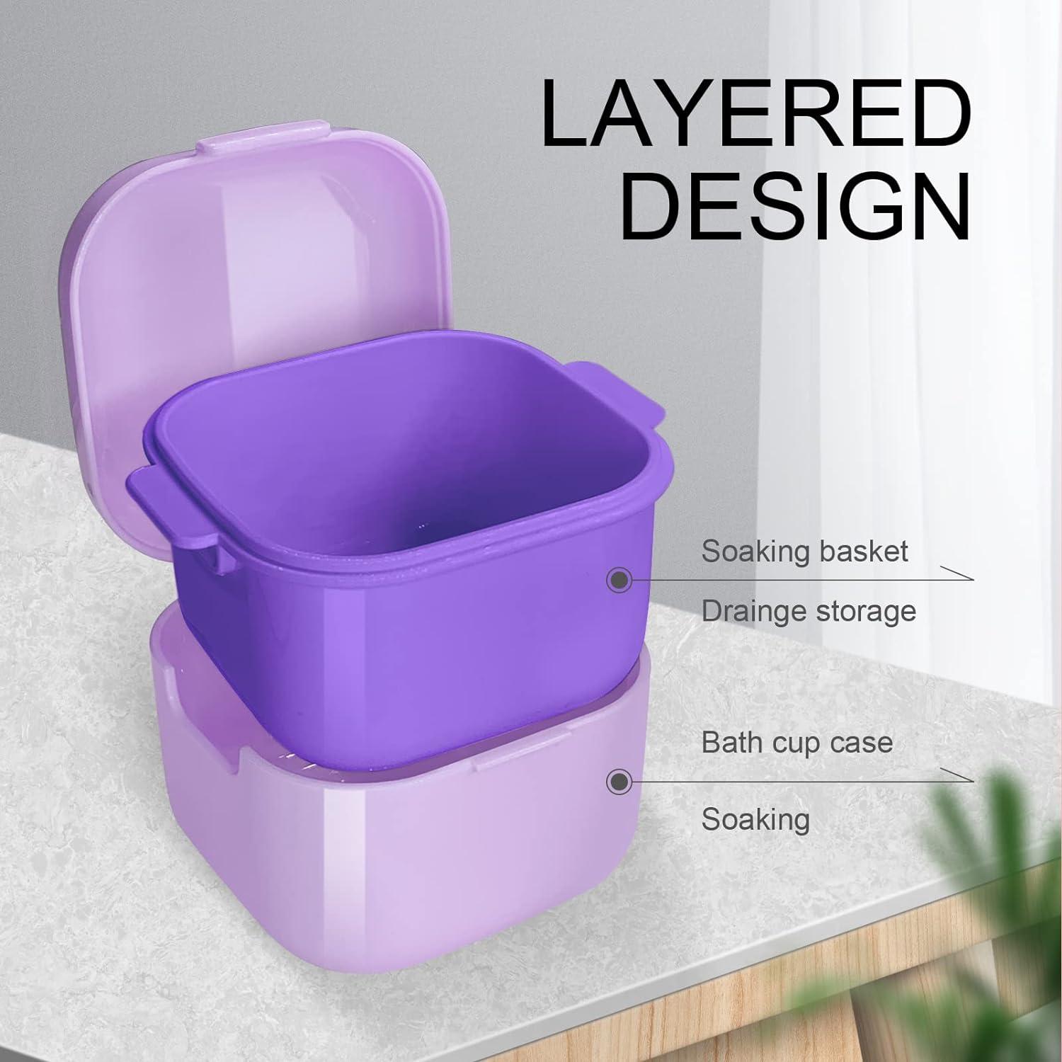 DIDATOOL Retainer Case Denture Bath Denture Cups for Soaking Dentures ...