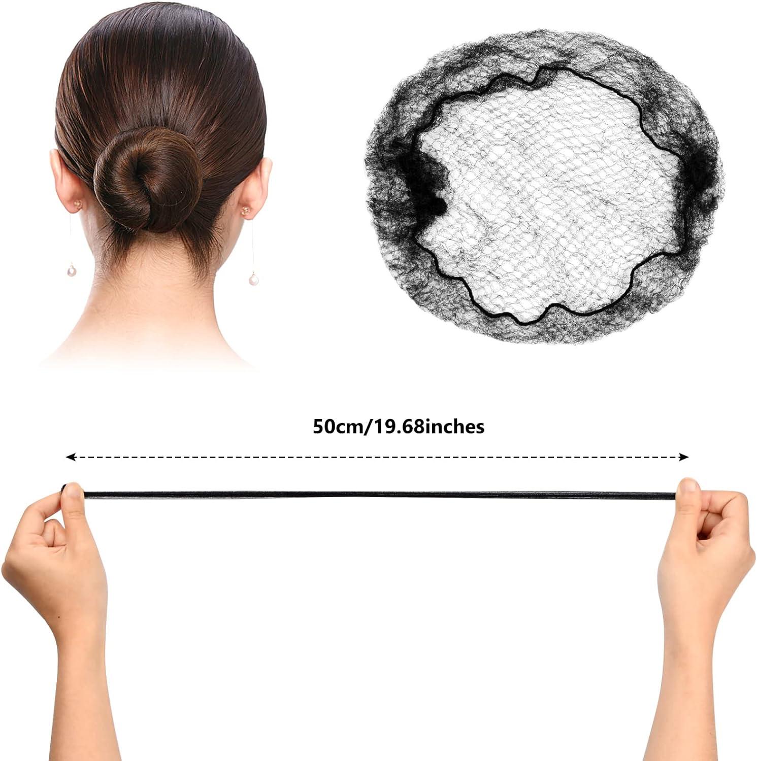 Pack of 20 Black Hair Nets for Women Invisible Hair Net Elastic Edge ...