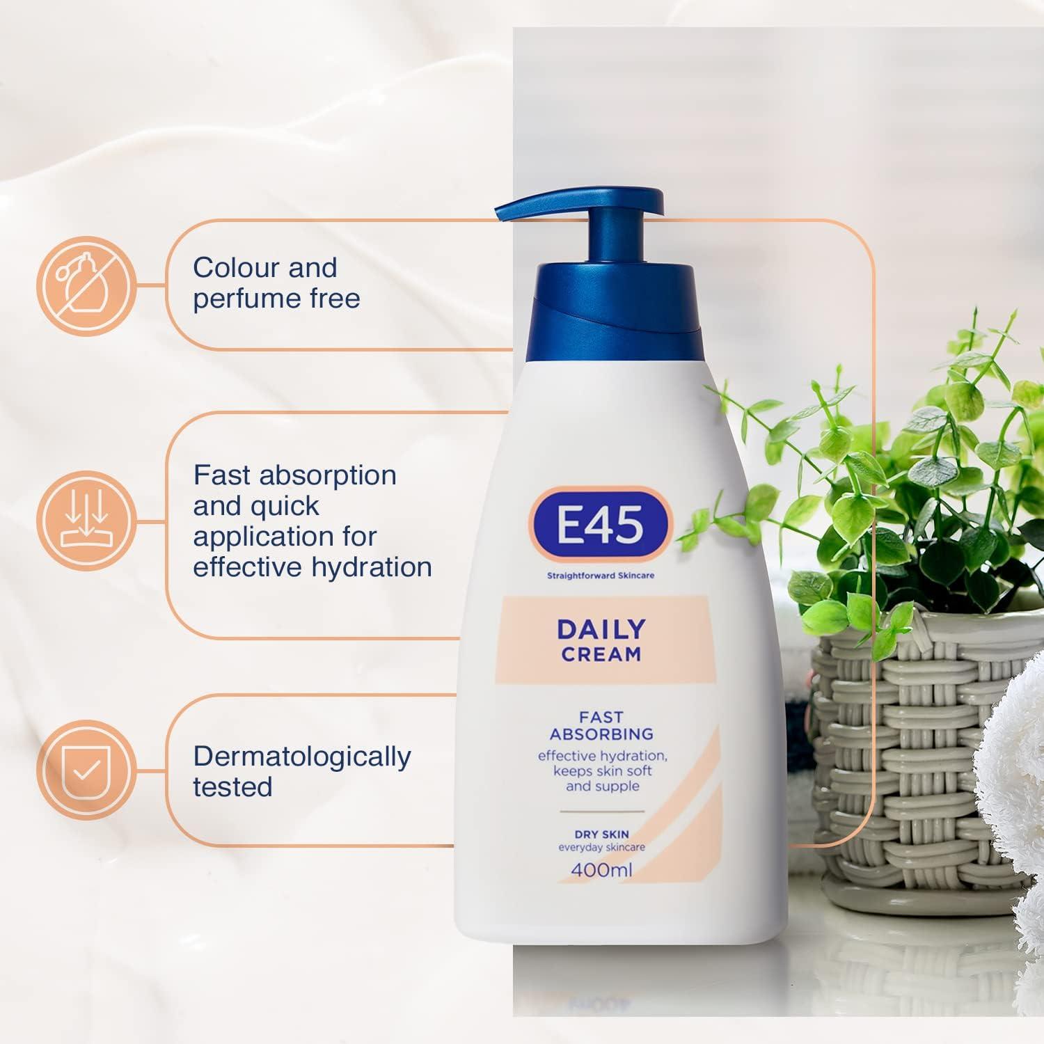 E45 Daily Cream 400ml - Soothes Dryness, Smooths Rough Skin - Non ...