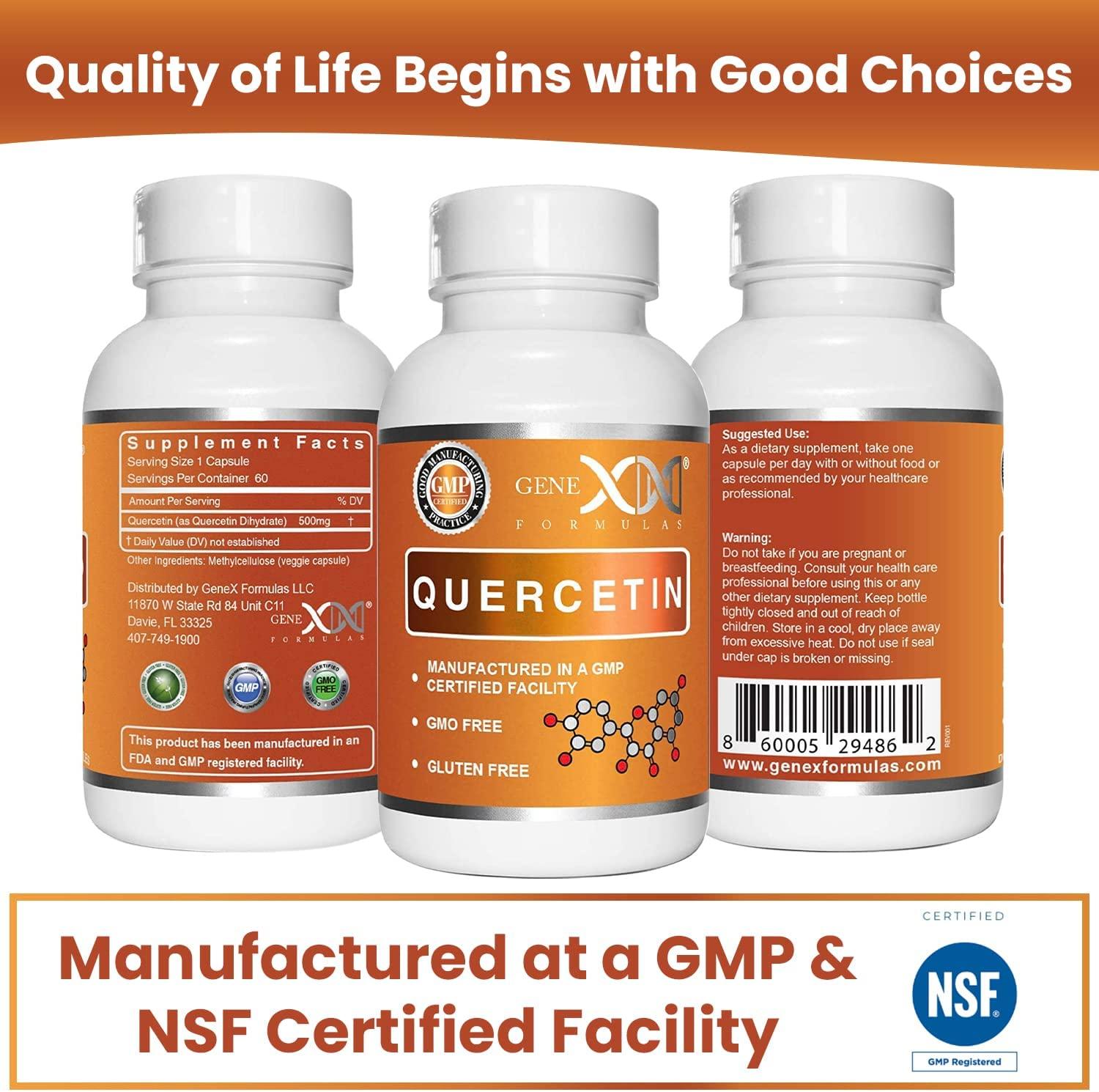 GENEX Quercetin 500mg Supplement 60 Capsules | Anti-Inflammatory ...