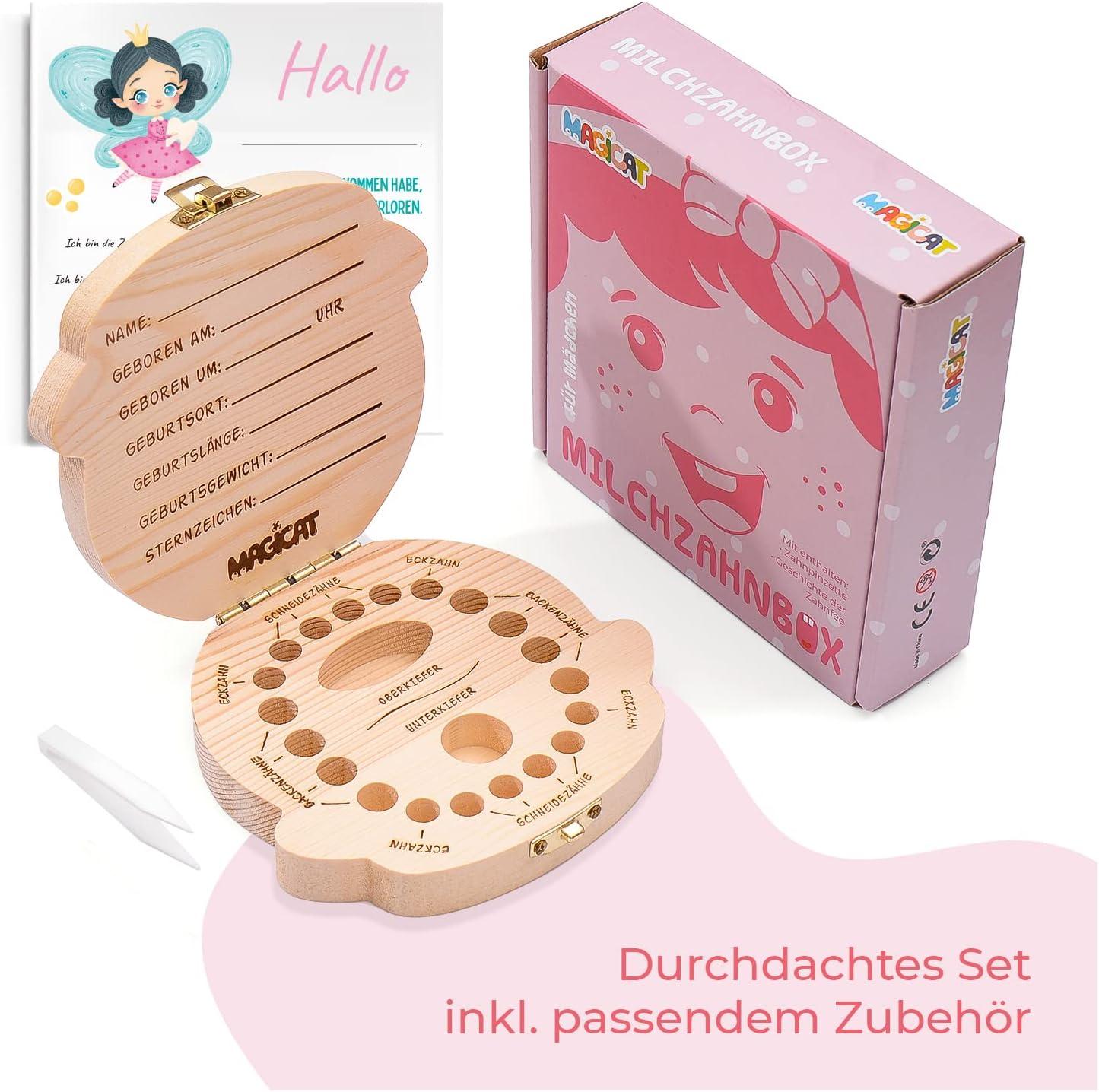 Magicat Premium Milk Tooth Jar & Wooden Tooth Box | Baby Tooth Keepsake ...