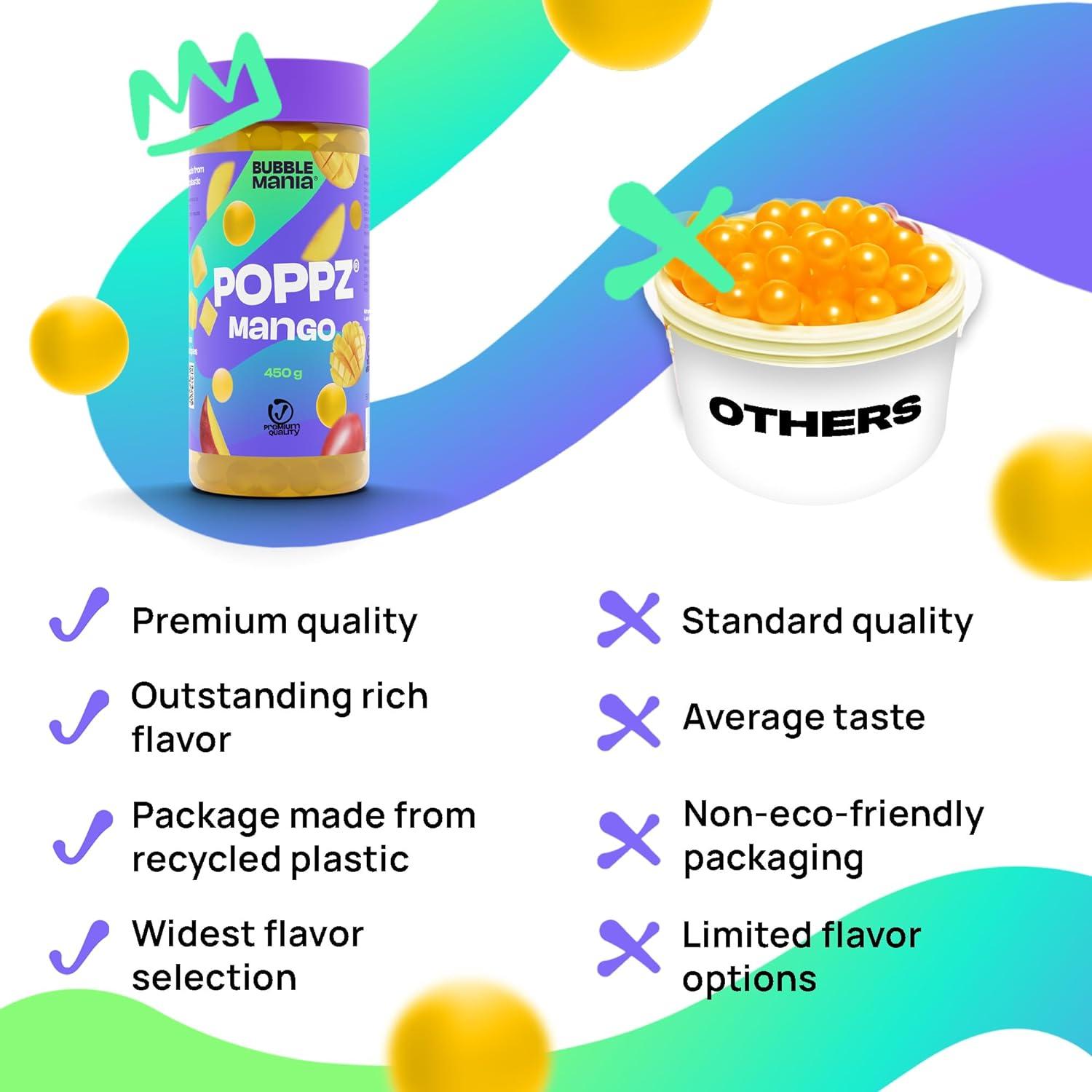 POPZ Popping Boba Fruit Pearls for Bubble Tea - Mango Flavor | 450g ...