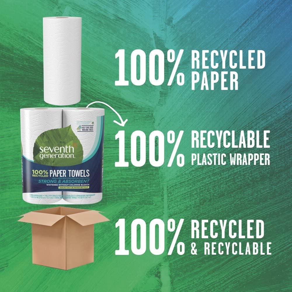 Seventh Generation Paper Towels, 100% Recycled Paper, 2-ply, 2-Count ...