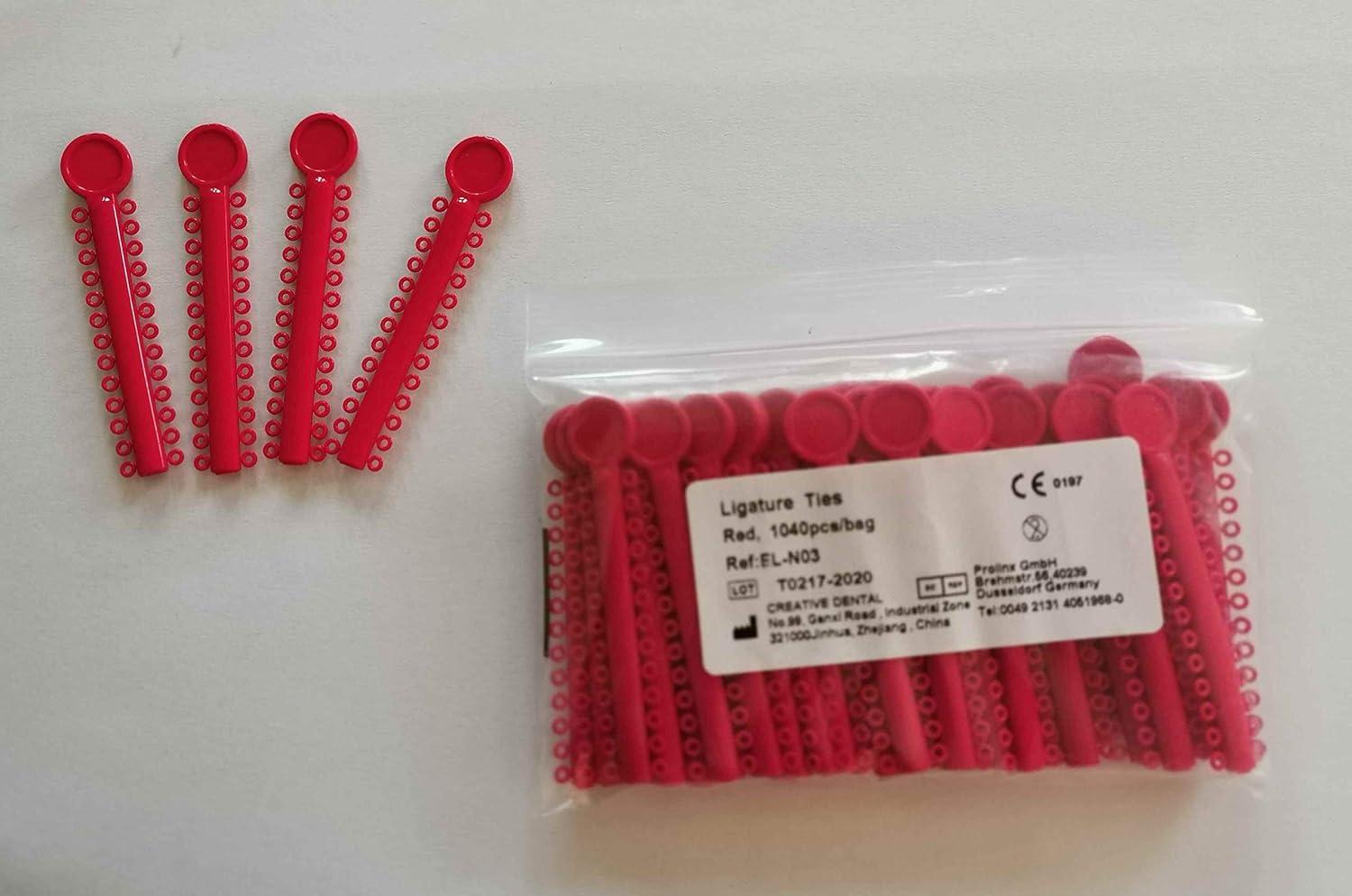 1040 pc Dental Latex Elastics Ligature Ties - Red Orthodontic Rubber ...