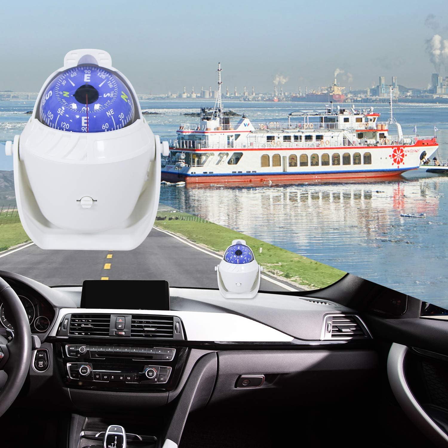 Sutekus Marine Illuminated Boat Compass - Surface Mount White ...