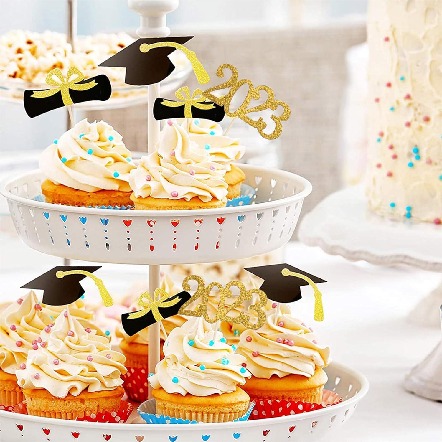 48 Pcs/Set Mini Graduation Cupcake Toppers Birthday Cake Decoration ...