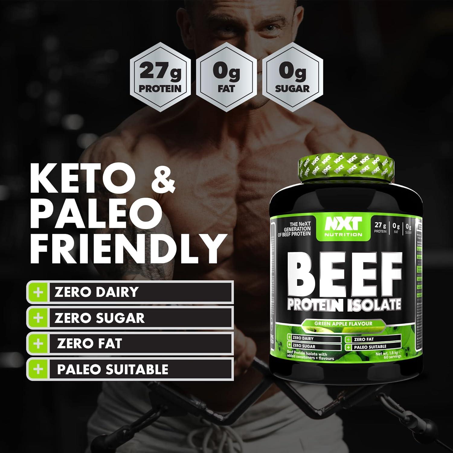 NXT Nutrition Beef Protein Isolate Powder 1.8kg (Apple) - High Natural ...
